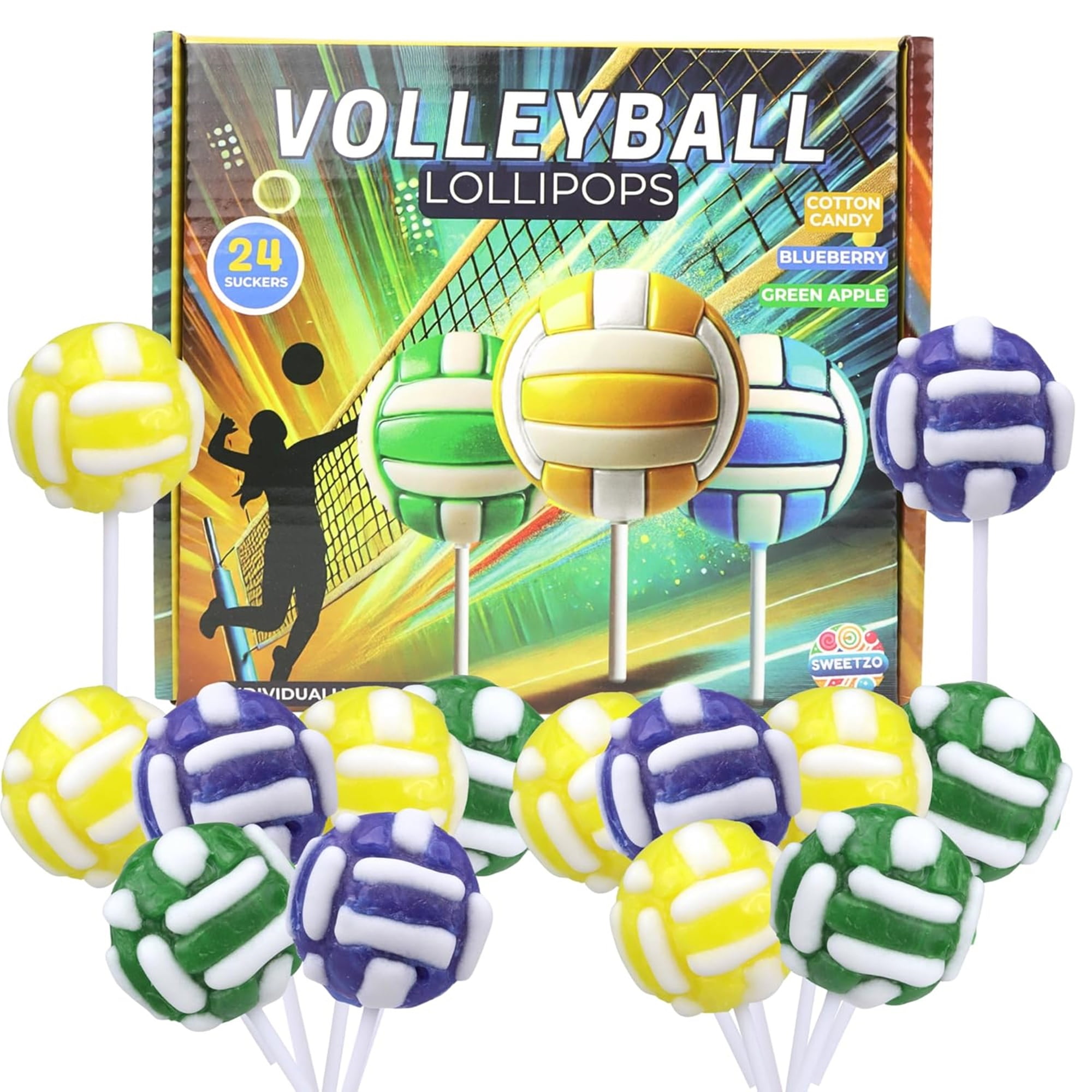 Volleyball Lollipops, Birthday Party Candy, 24 Count Box, 10.16 Ounces ...