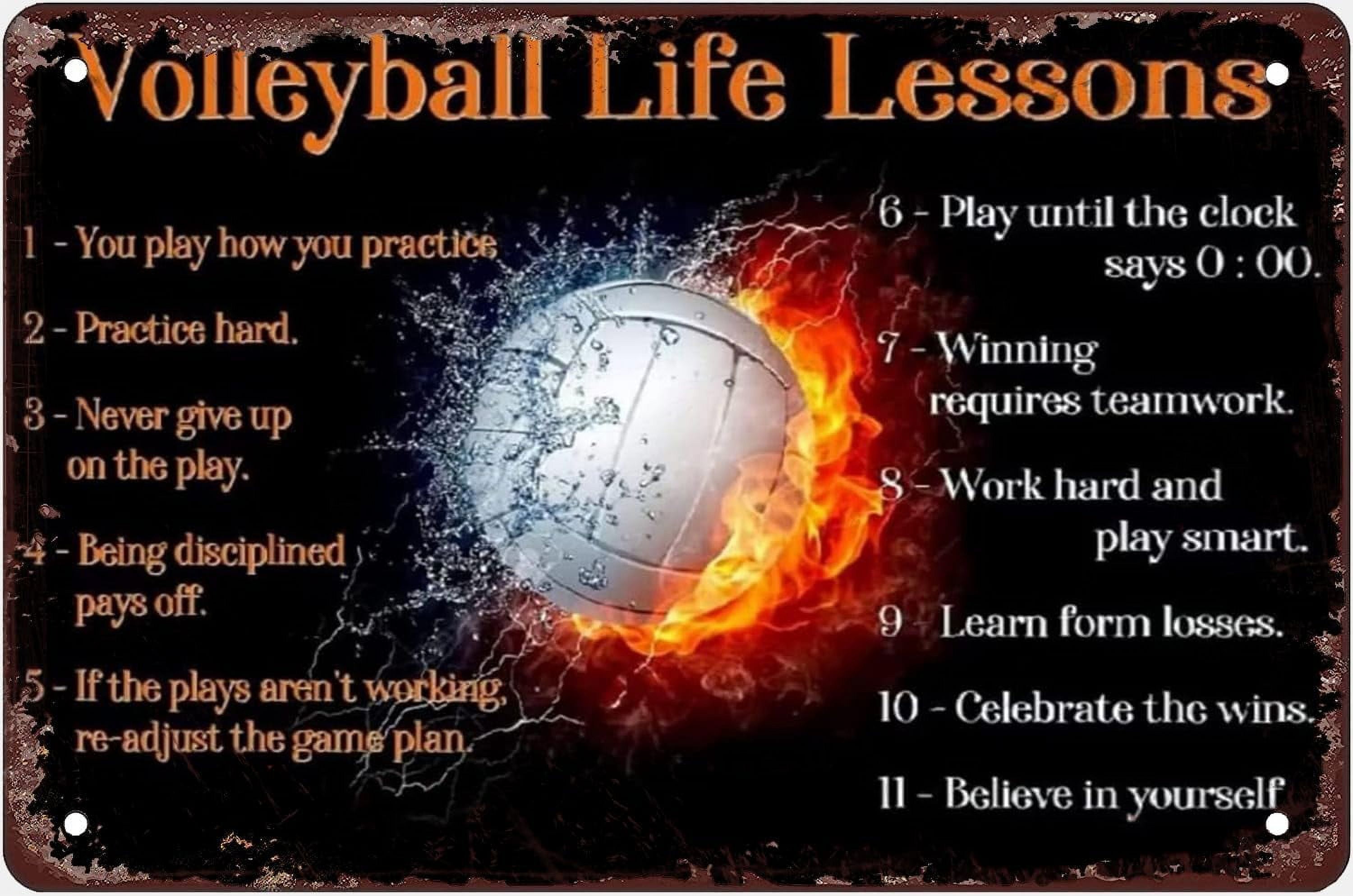 Volleyball Metal Tin Signs Wall Art Volleyball Life Lessons Posters ...