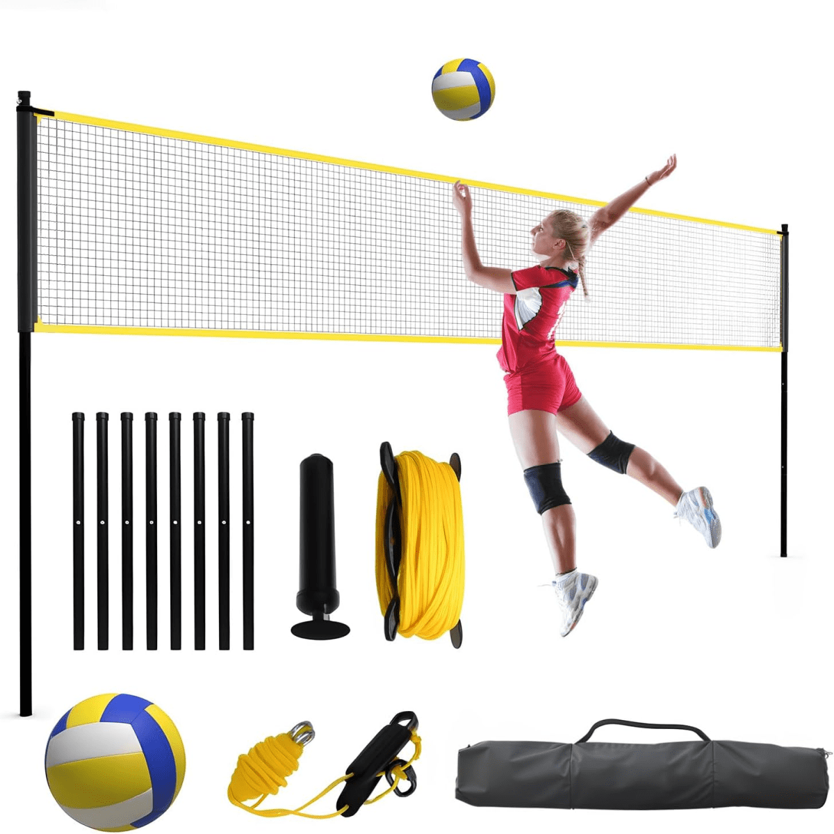 Volleyball Net,12FT/32FT Portable Volleyball Net with Carry Bag for ...
