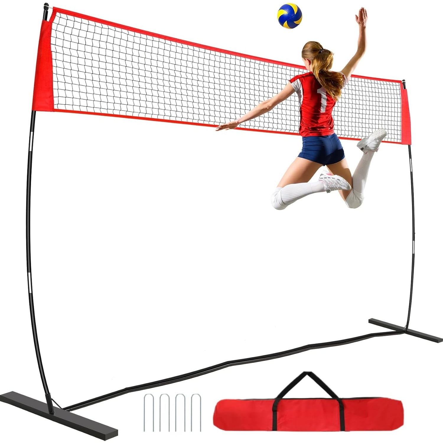 Volleyball Net, 12ft/20ft Training Set Height Adjustable, Portable ...