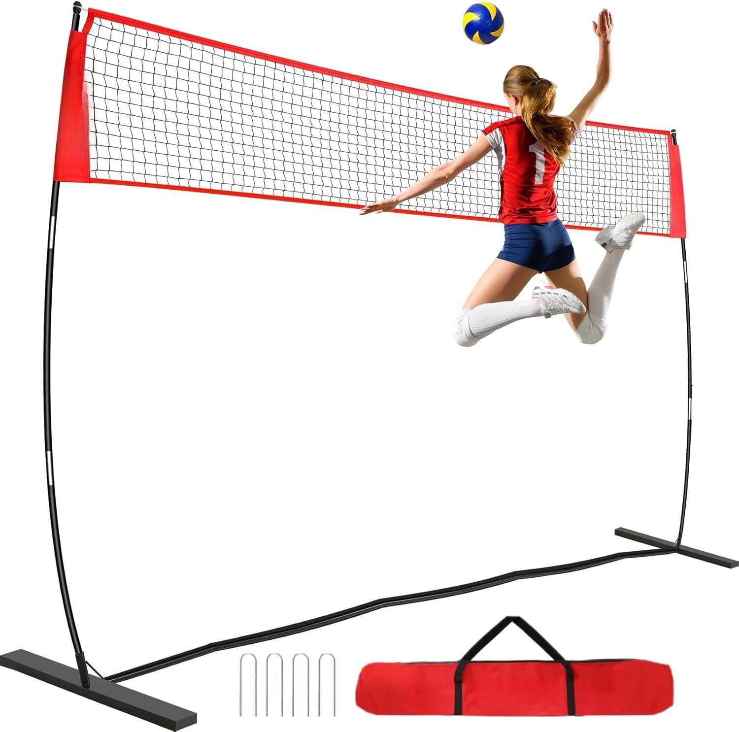 Volleyball Net, 12ft/20ft Volleyball Net for Backyard Height Adjustable ...