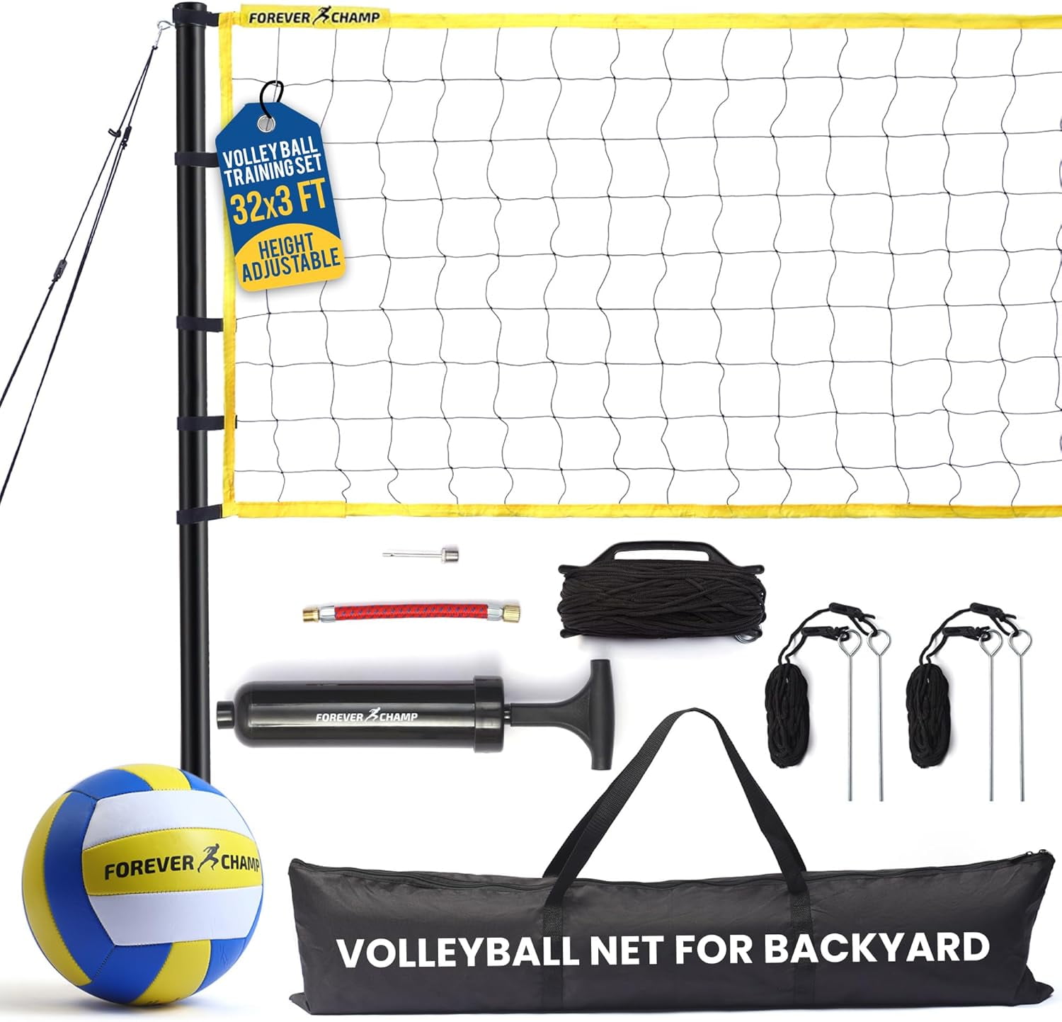 Volleyball Net for Backyard, Beach, Home, Includes 32x3 Ft Regulation ...