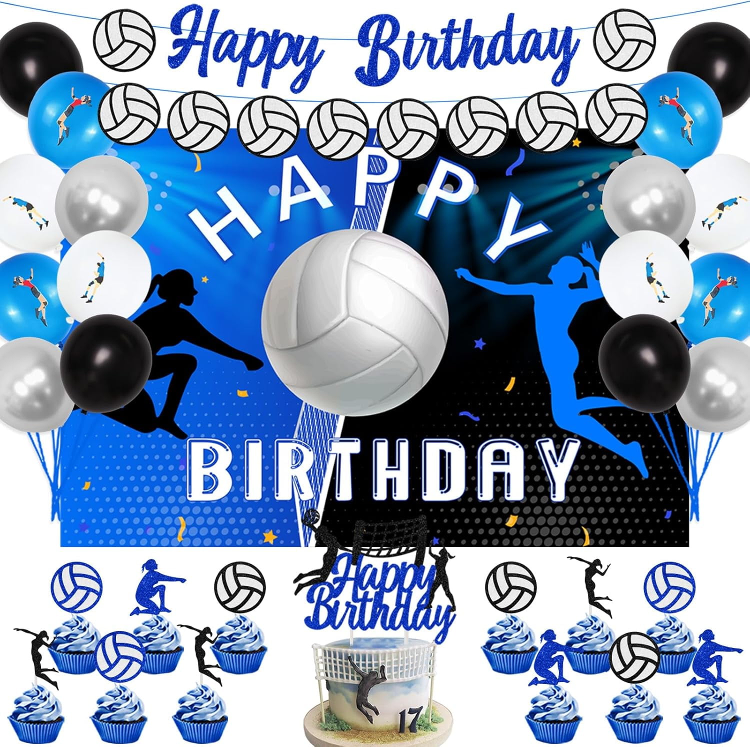 Volleyball Birthday Party Decorations, Sports Themed Supplies, Banner ...