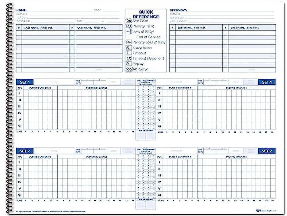 Volleyball Scorebook – 24 Match Spiral Volleyball Scorebook with Season ...