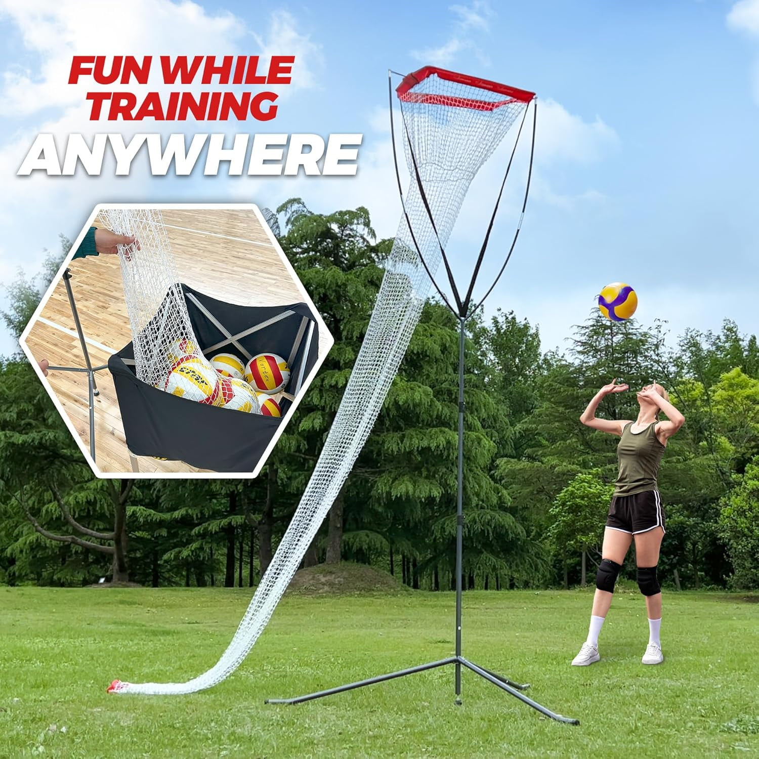 Volleyball Setter Trainer Net, Adjustable Height for Indoor and Outdoor ...