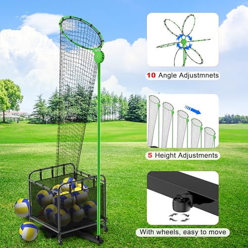Volleyball Setter Training Equipment Net with Portable Volleyball Cart ...