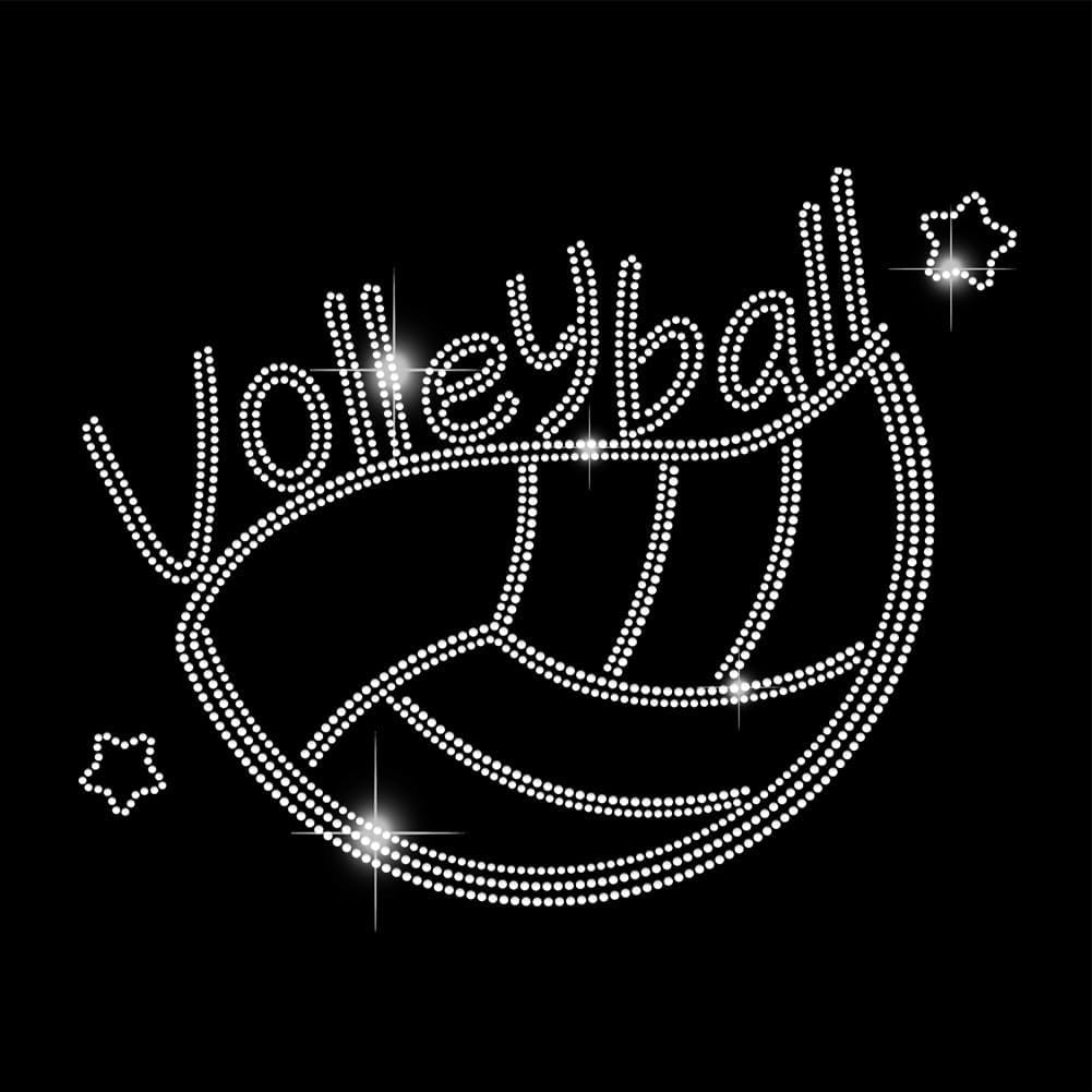 Volleyball Shaped Iron-on Rhinestones Transfer Stickers Volleyball ...