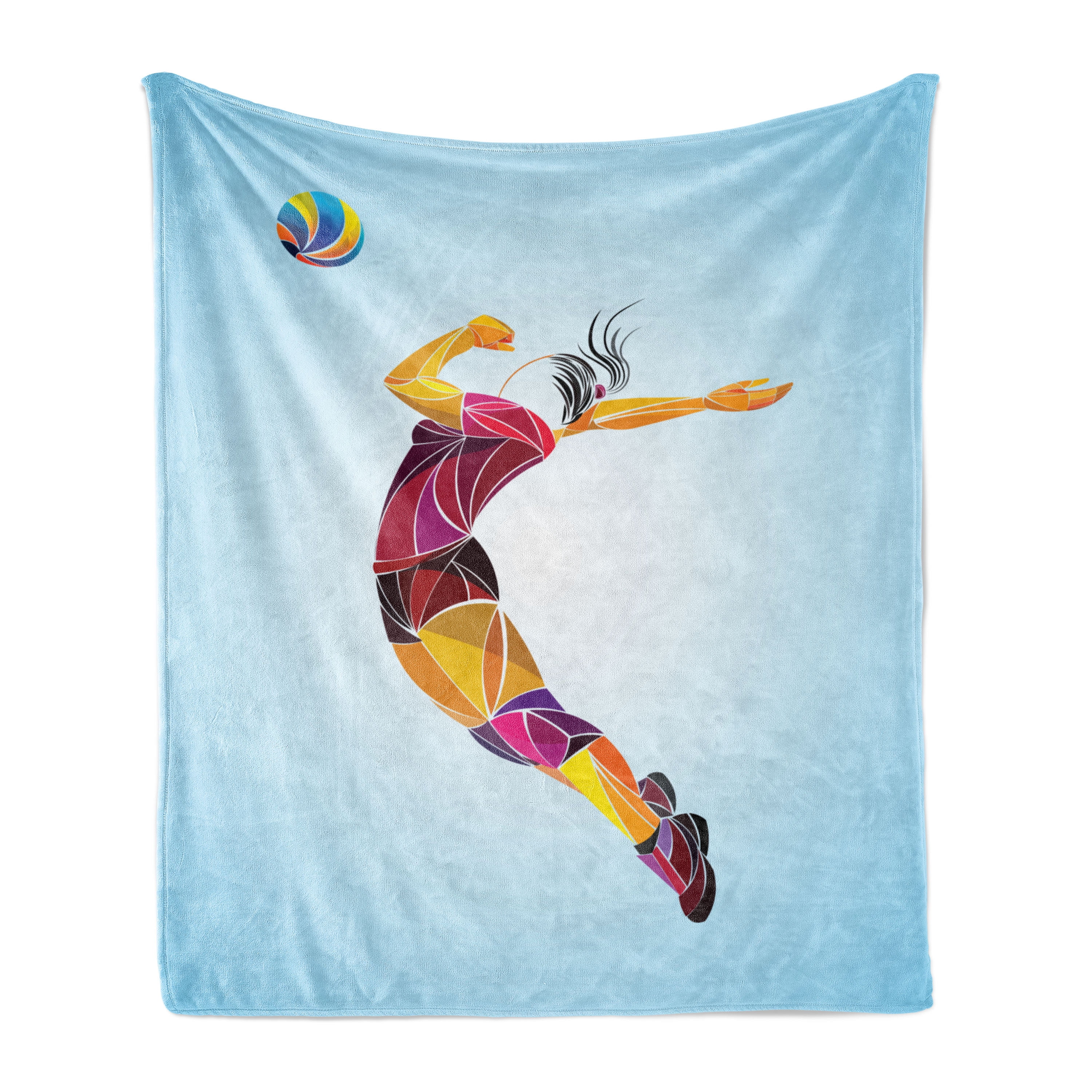 Volleyball Soft Flannel Fleece Blanket, Colorful Abstract Woman Player ...