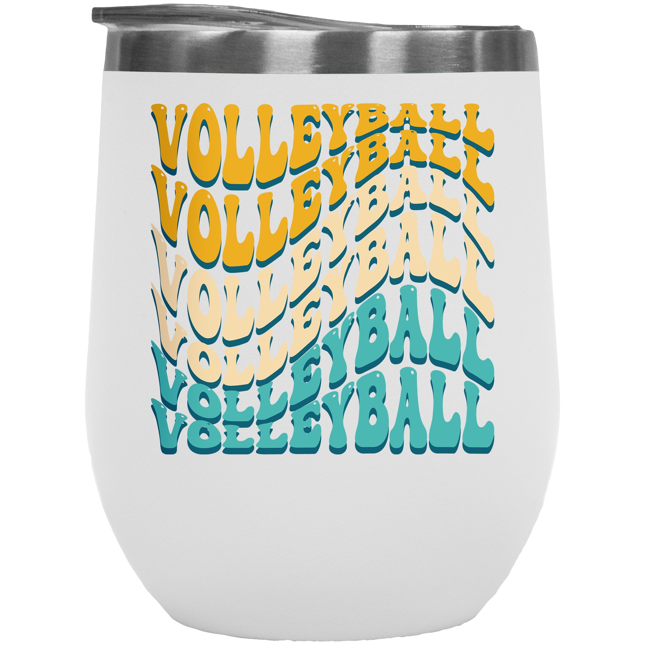 Volleyball, Sports Themed, Groovy Retro Wavy Text Merch Gift, White ...