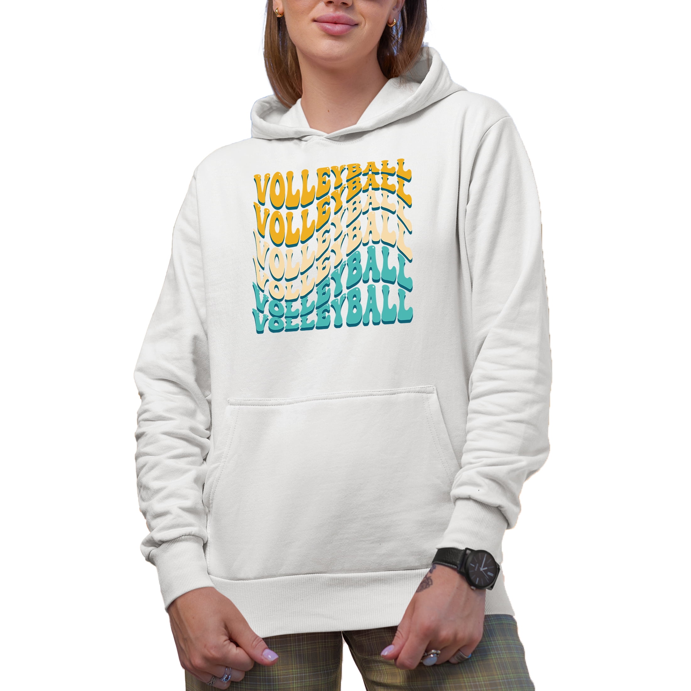 Volleyball, Sports Themed, Groovy Retro Wavy Text Merch Gift, White ...