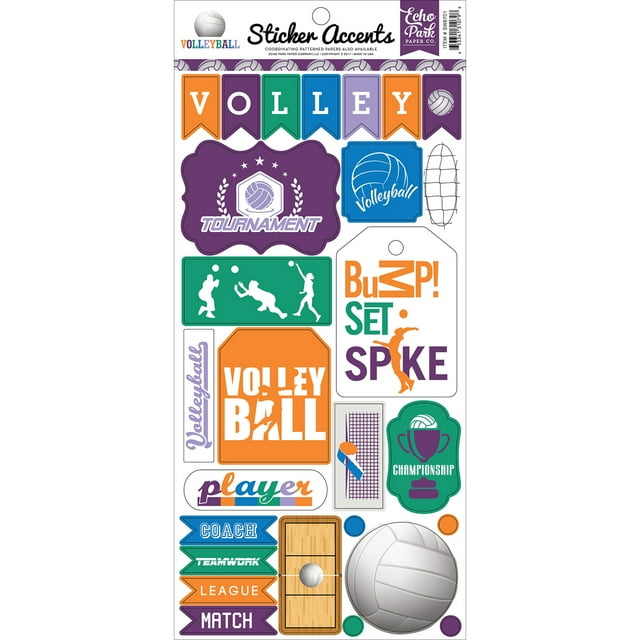Volleyball Sticker Sheet - Echo Park - Walmart.com