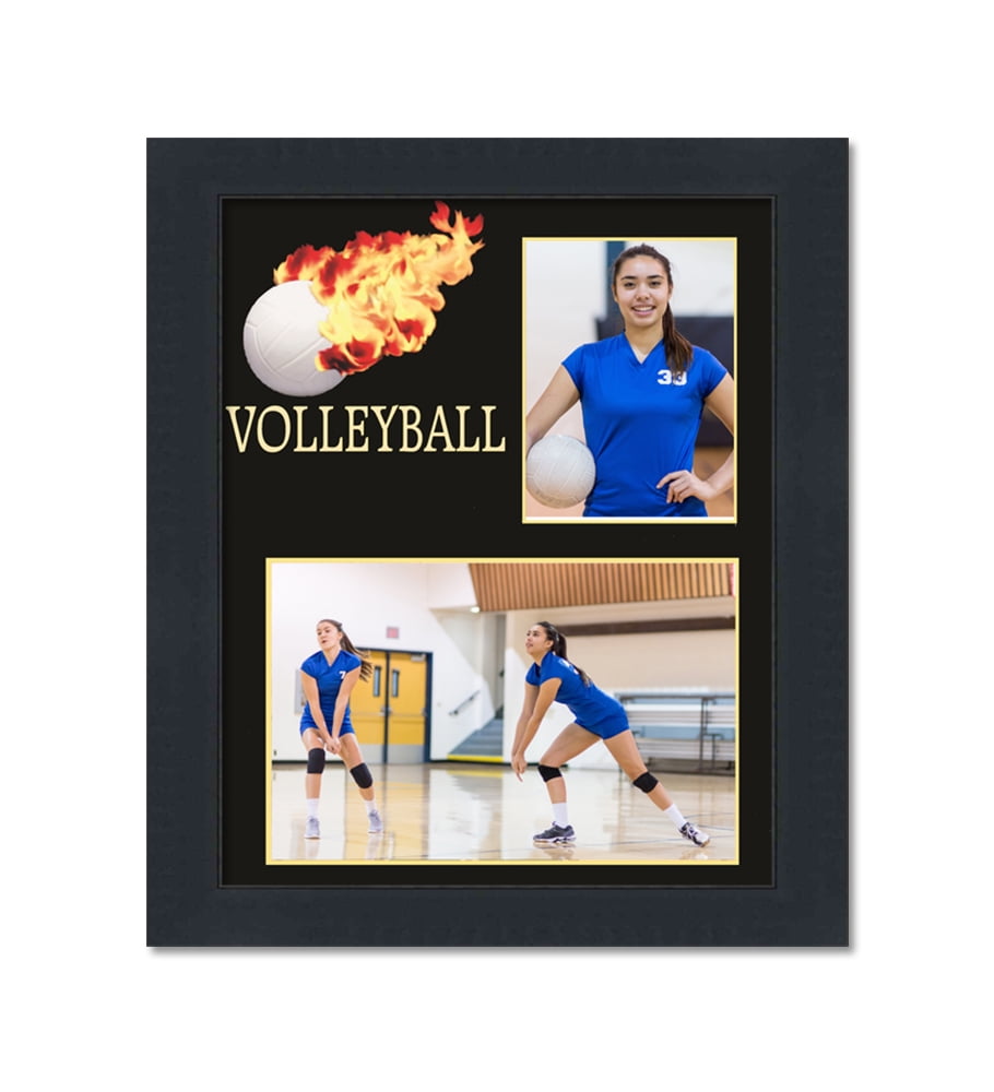 Volleyball Theme Contemporary Black Wood Frame and Fiery Volleyball ...