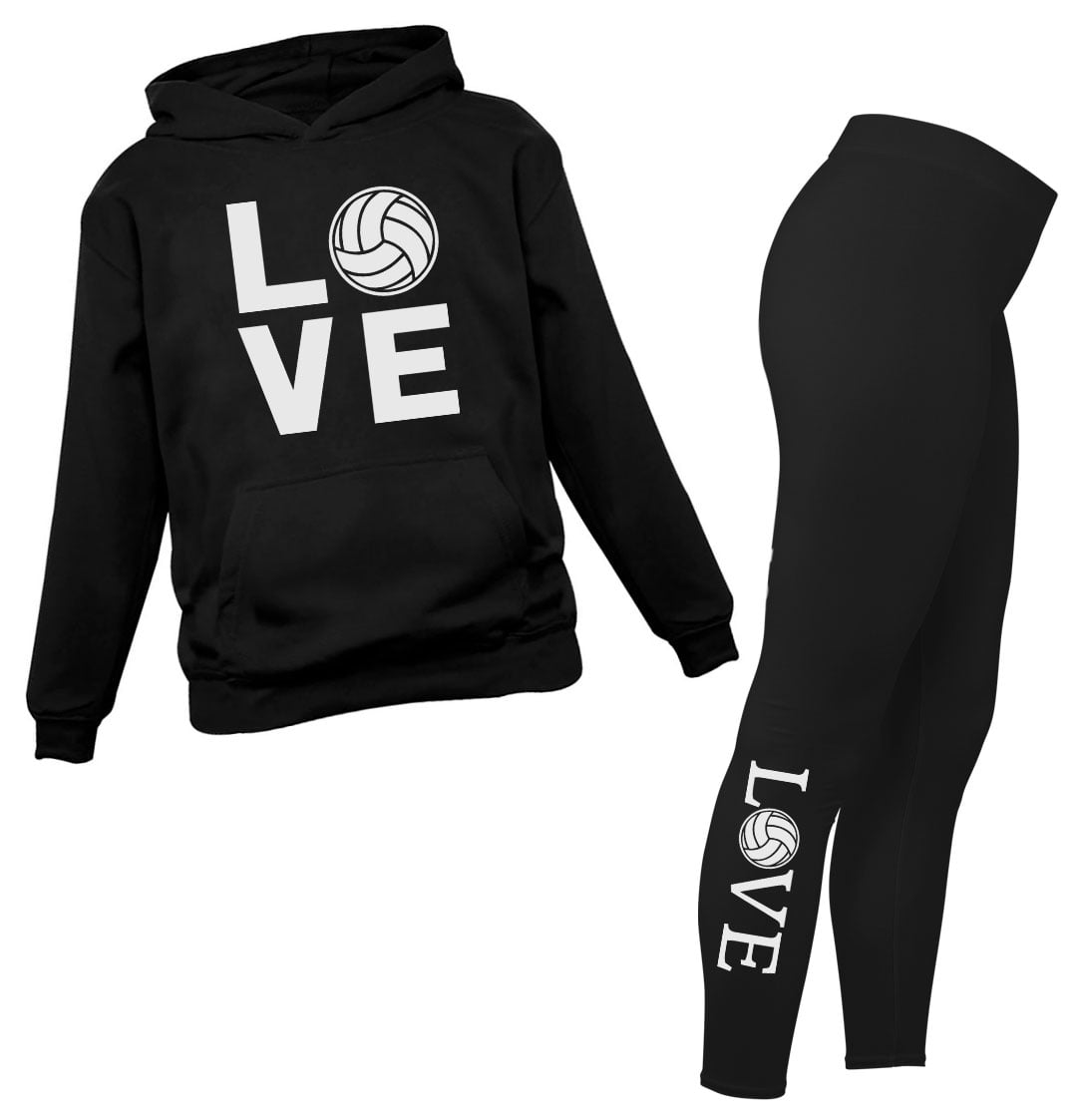 Volleyball-Themed Hoodie and Leggings Set for Women and Teen Girls ...