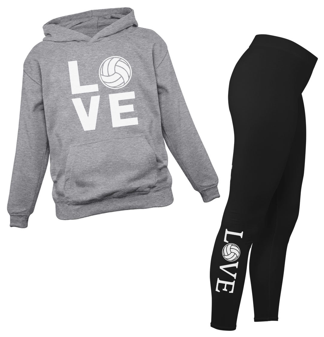 Volleyball-Themed Hoodie and Leggings Set for Women and Teen Girls ...