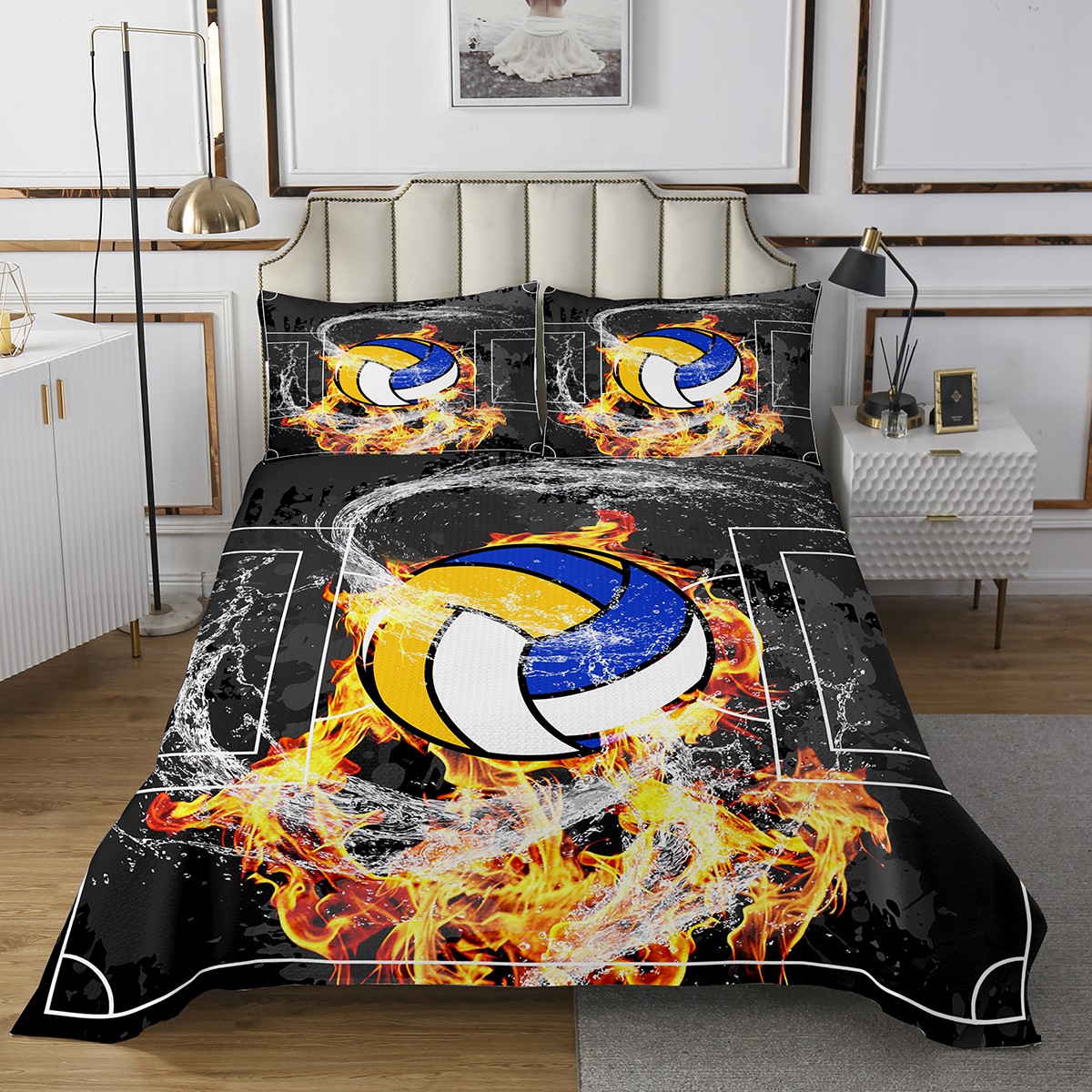 Volleyball Twin Bedspread Sets,Sports Game Bedspread Set Teens,Water ...
