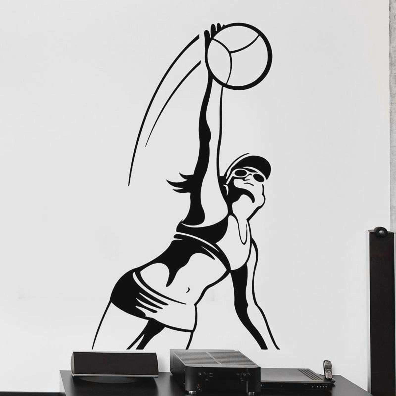 Volleyball Wall Decal Sport Girl Female Wallpaper Door Window Vinyl ...