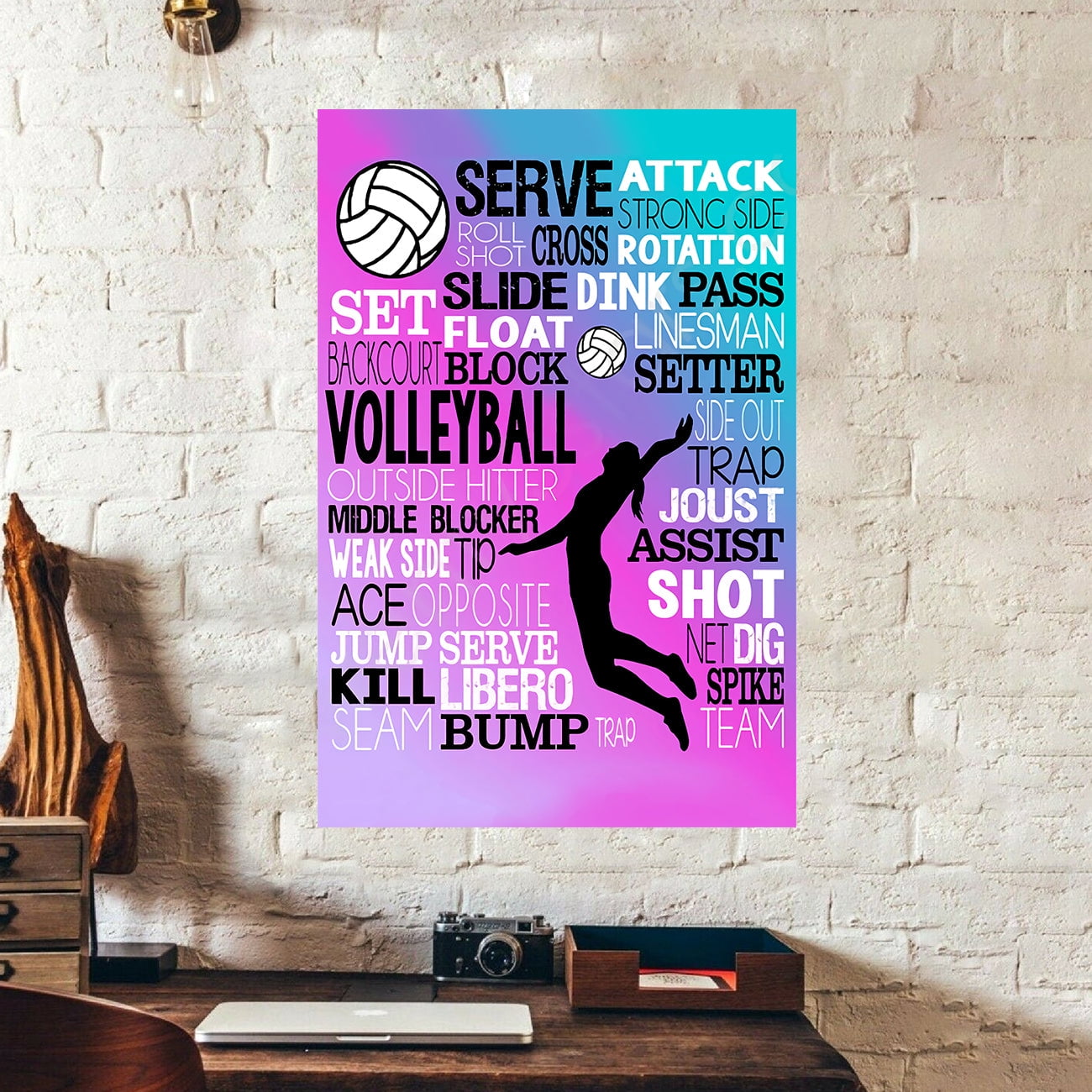 Volleyball Words Poster Volleyball Poster Gift for Volleyball lover 24 ...