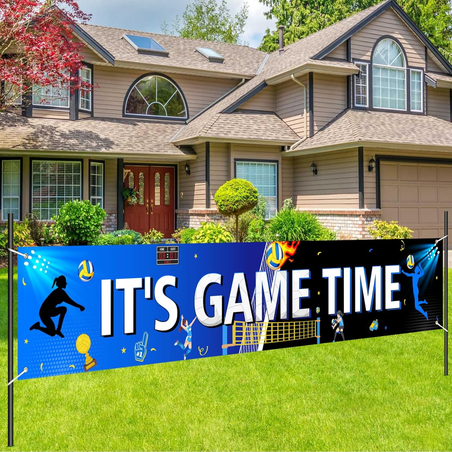 Volleyball Yard Banner Decorations for Girls, It’s Game Time Volleyball ...