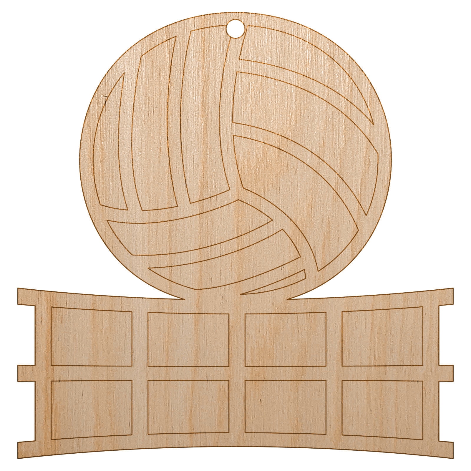 Volleyball and Net Wood Holiday Christmas Tree Ornament Unfinished DIY ...