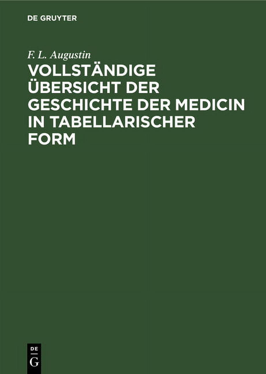 Vollständige Übersicht Der Geschichte Der Medicin in Tabellarischer ...