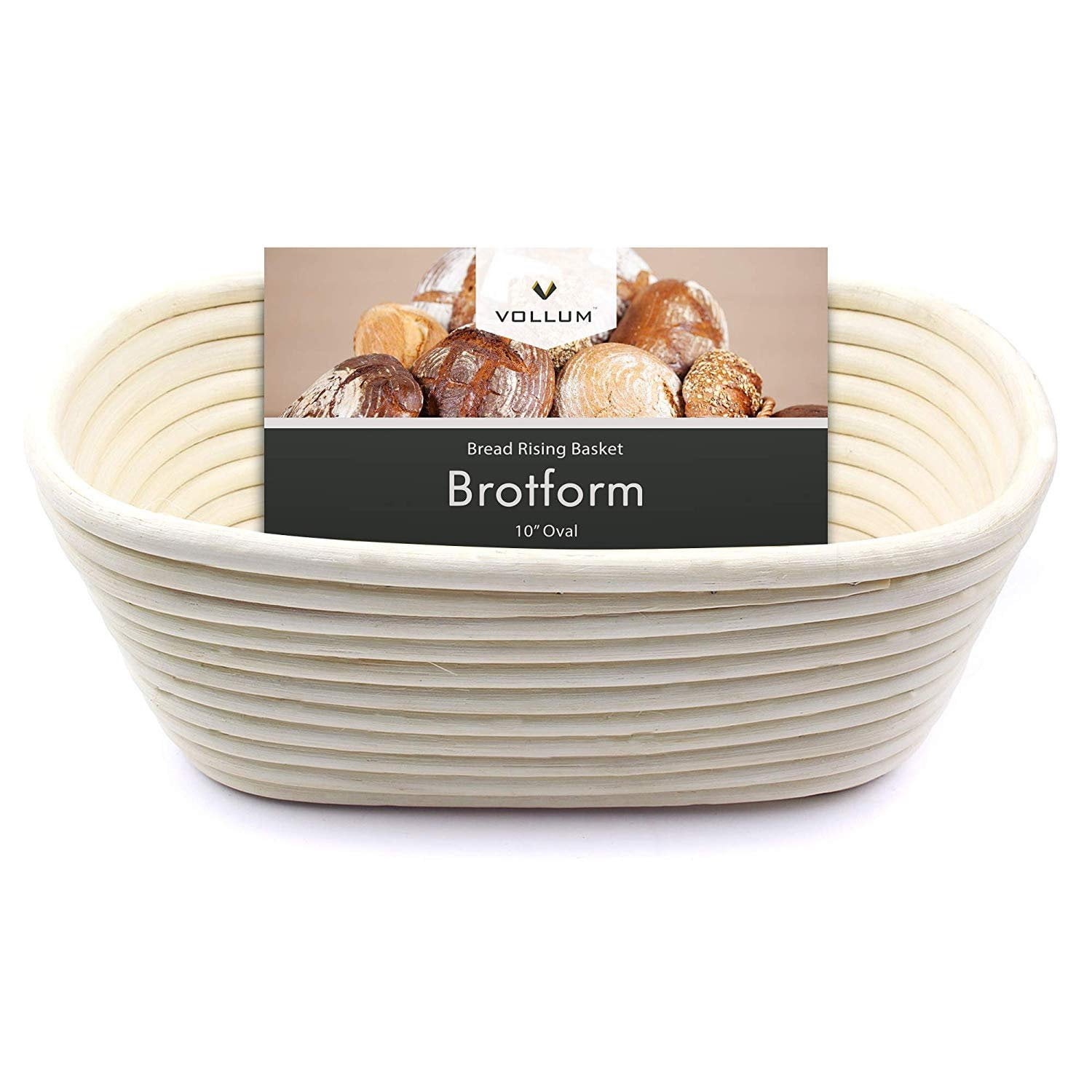 Vollum Sourdough Proofing Basket, Handwoven Rattan, 1-Pound Oval ...