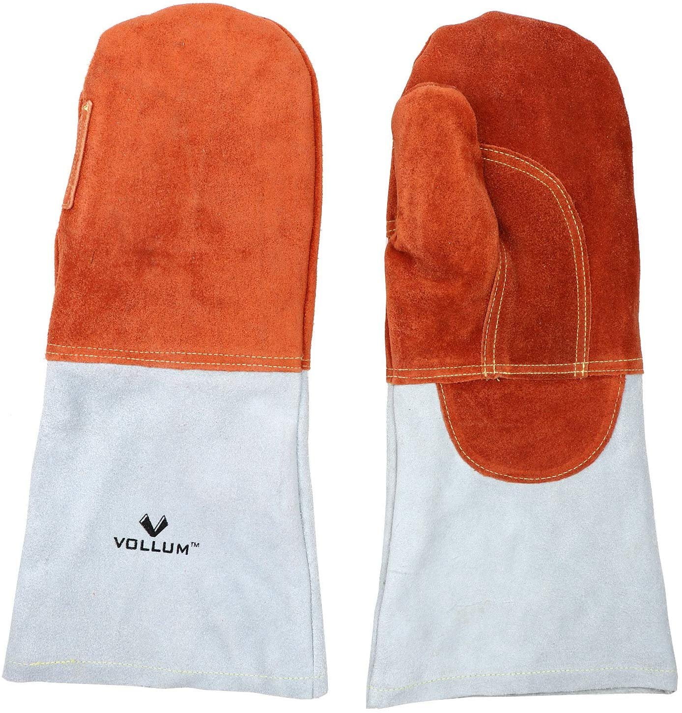 Vollum High-Heat Orange-Top Suede Oven Mitts 1 Pair 16 Inch, Resistant ...