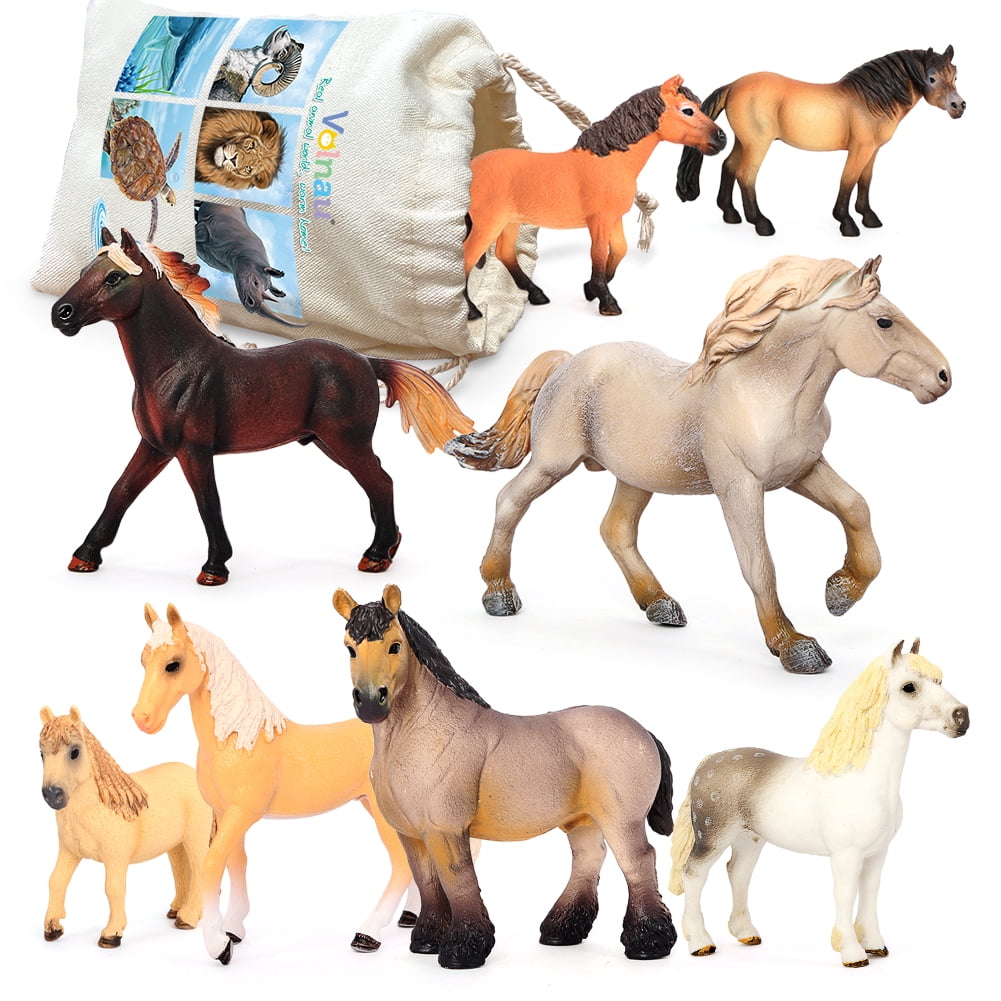 Volnau Horse Toys Figurines 8PCS Animal Farm Figures for Toddlers Kids ...