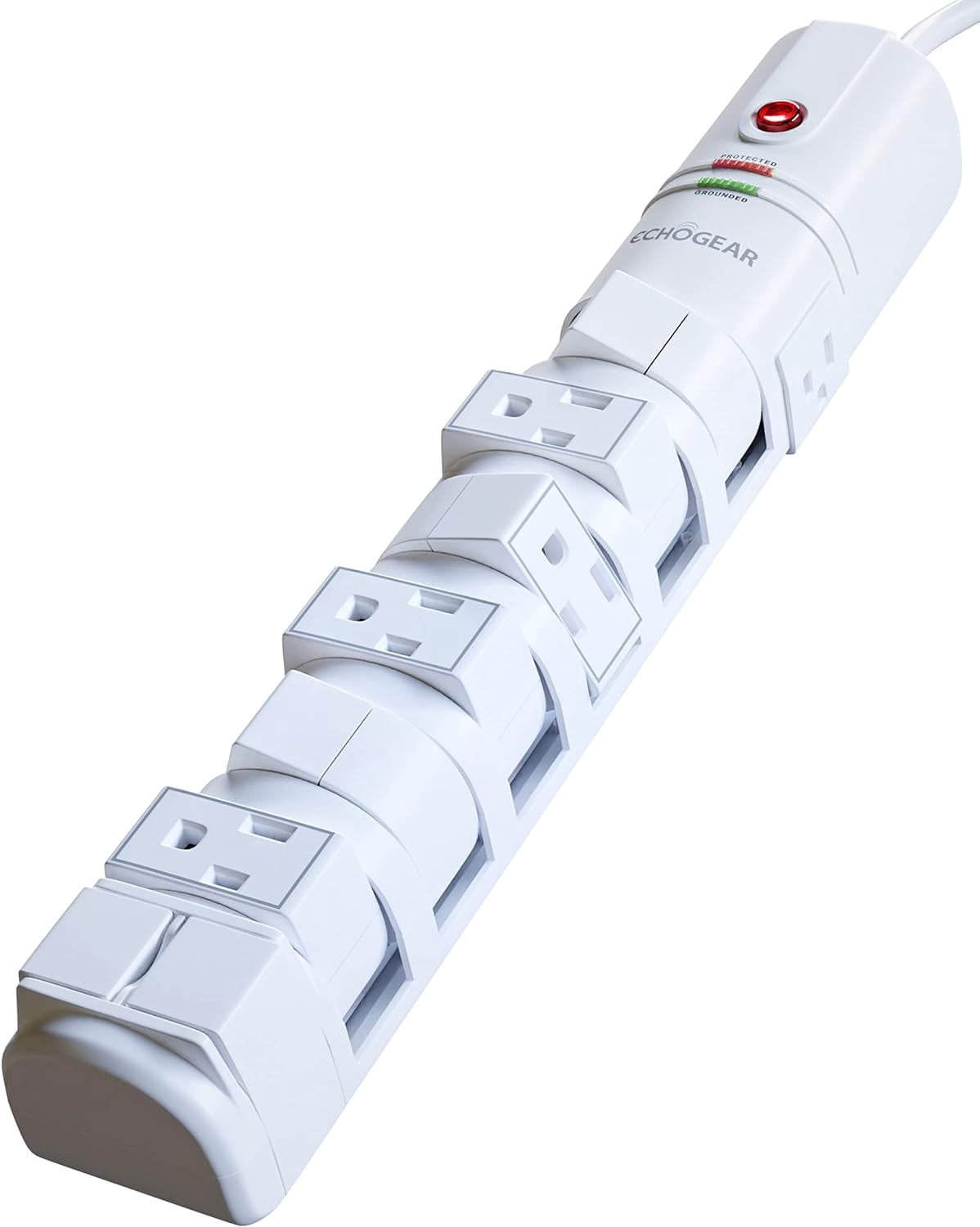 VoltSpin Surge Protector Power Strip with Rotating Outlets, Flat Plug ...