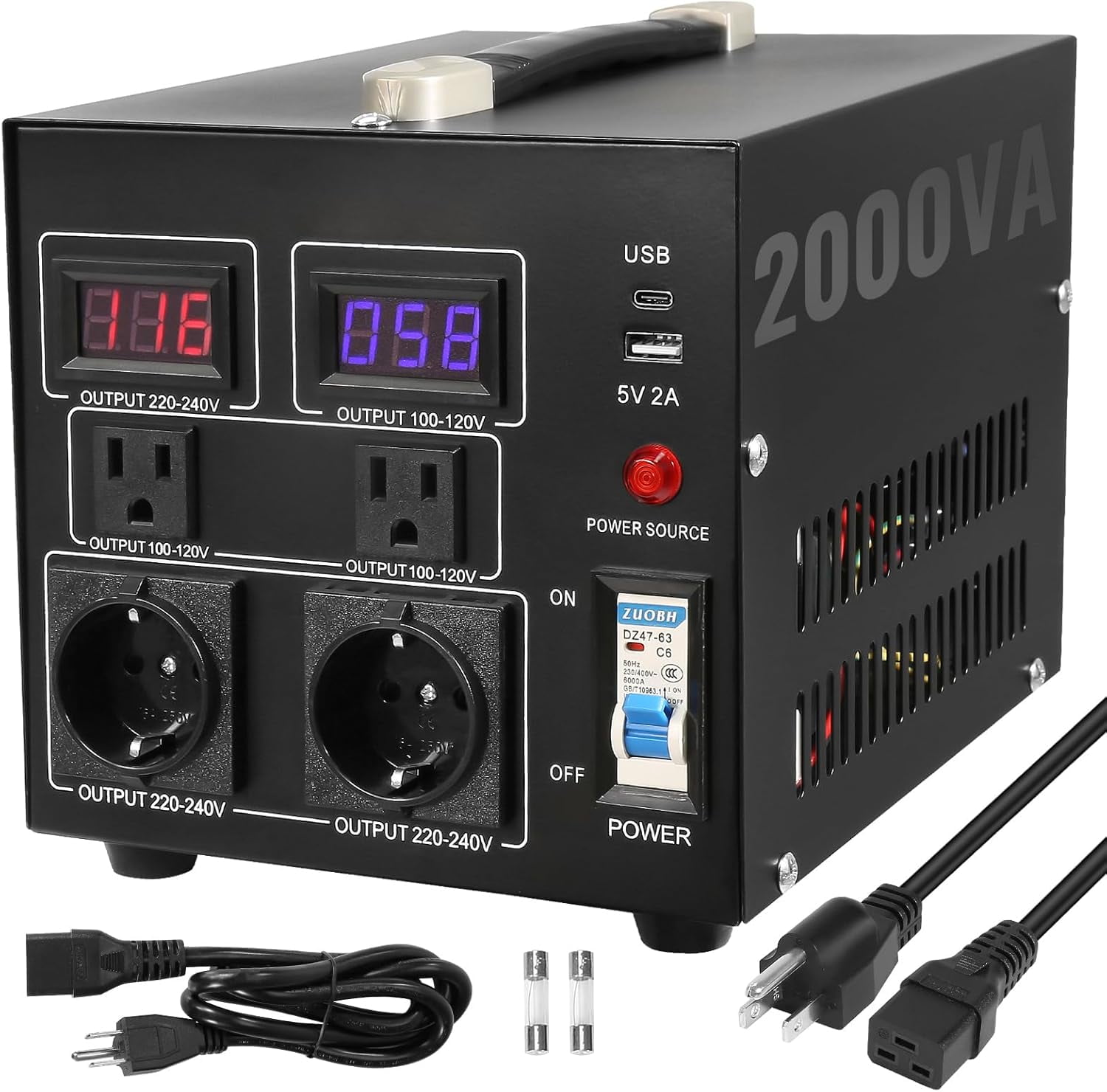 Voltage Converter Transformer, 2000W, Heavy Duty Step Up/Down Transformer, Convert from 110 Volt ...