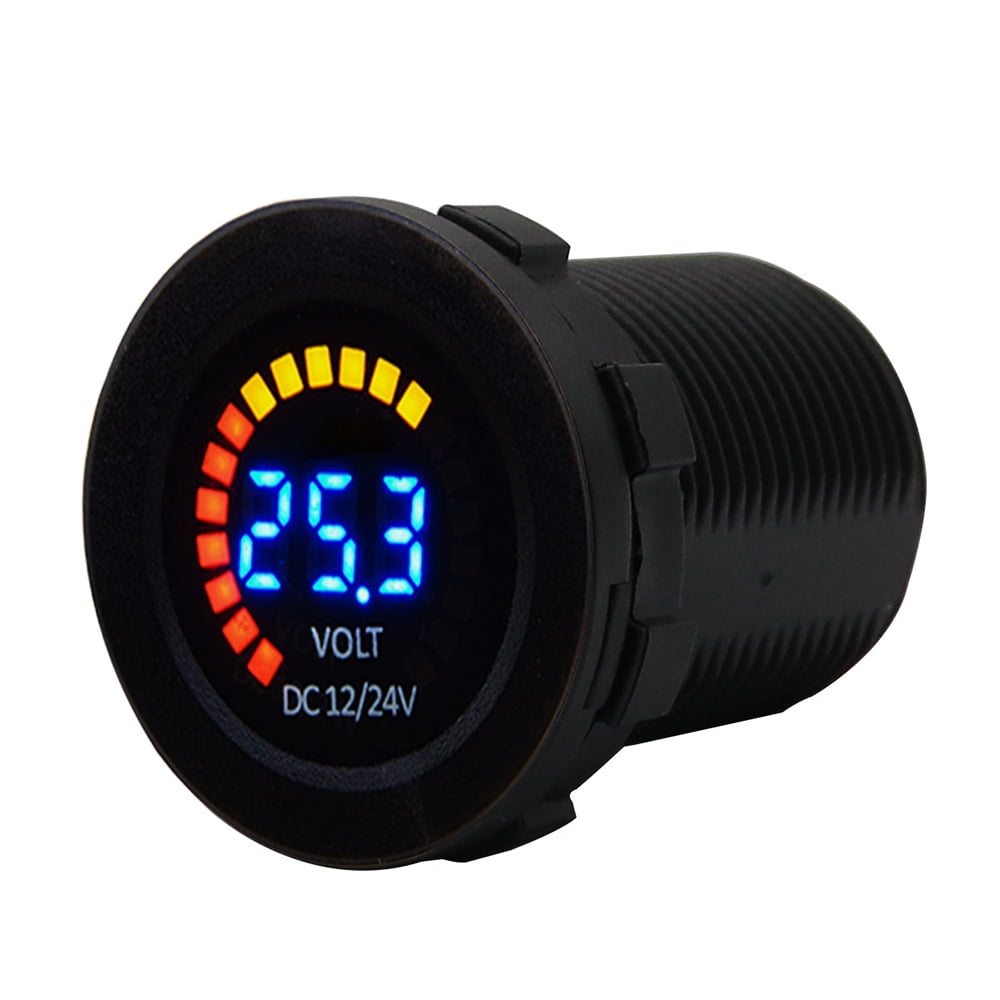 Voltage Meter,12/24v Color Led Voltmeter With Low Car Boat Marine ...