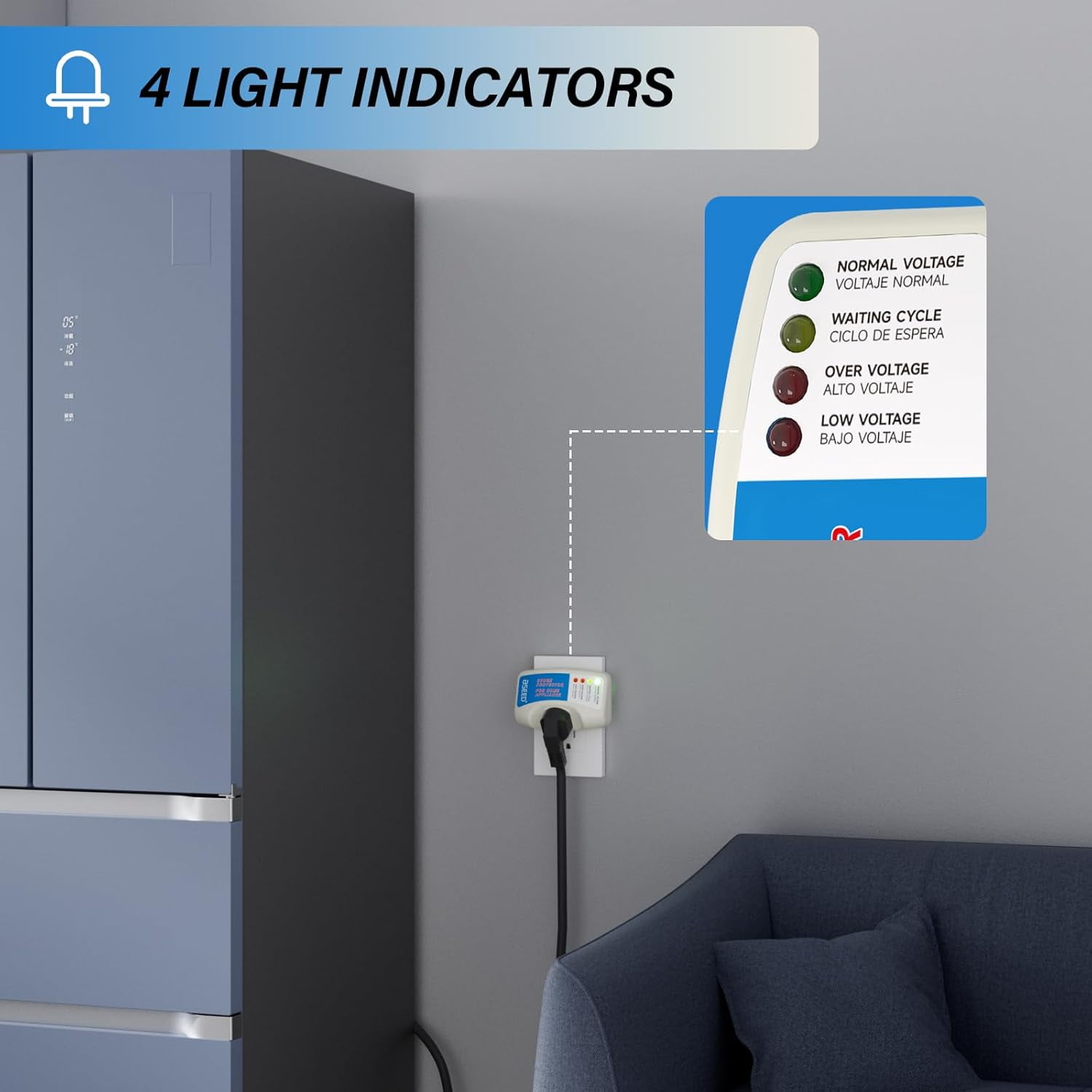 Voltage Protector, Single Outlet Surge Protector for Valuable Home Appliance Multi-Function Plug ...