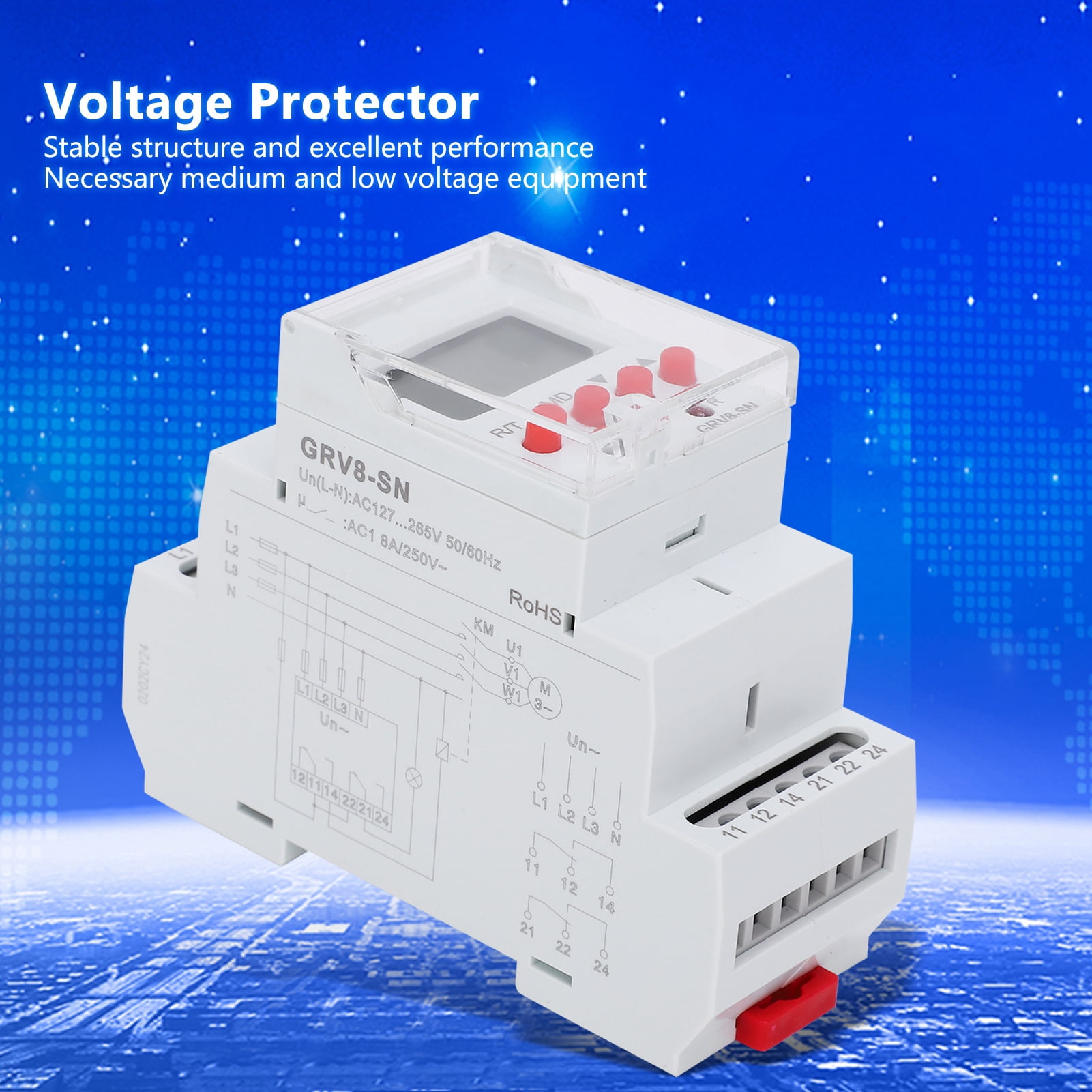 Voltage Protector, Voltage Monitoring Relay, Durable 3-Phase Display ...