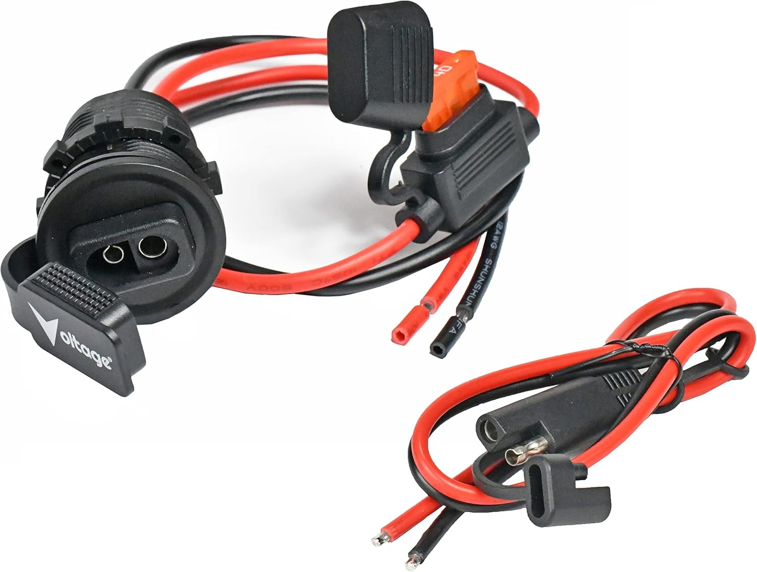 Voltage SAE Panel Mount Connector Socket Built in Fuse and 18" SAE Plug ...