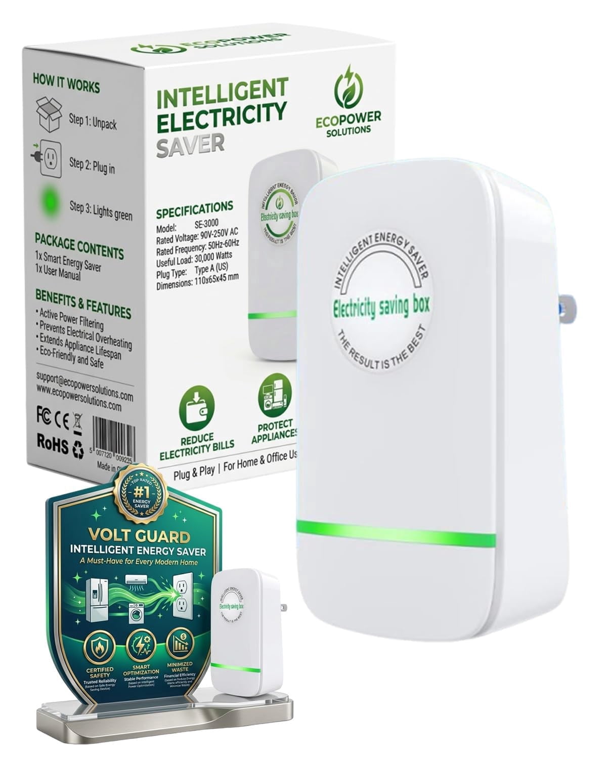 Voltage Stabilizer – Home Power Optimizer, 90V-250V Wide Voltage Plug ...