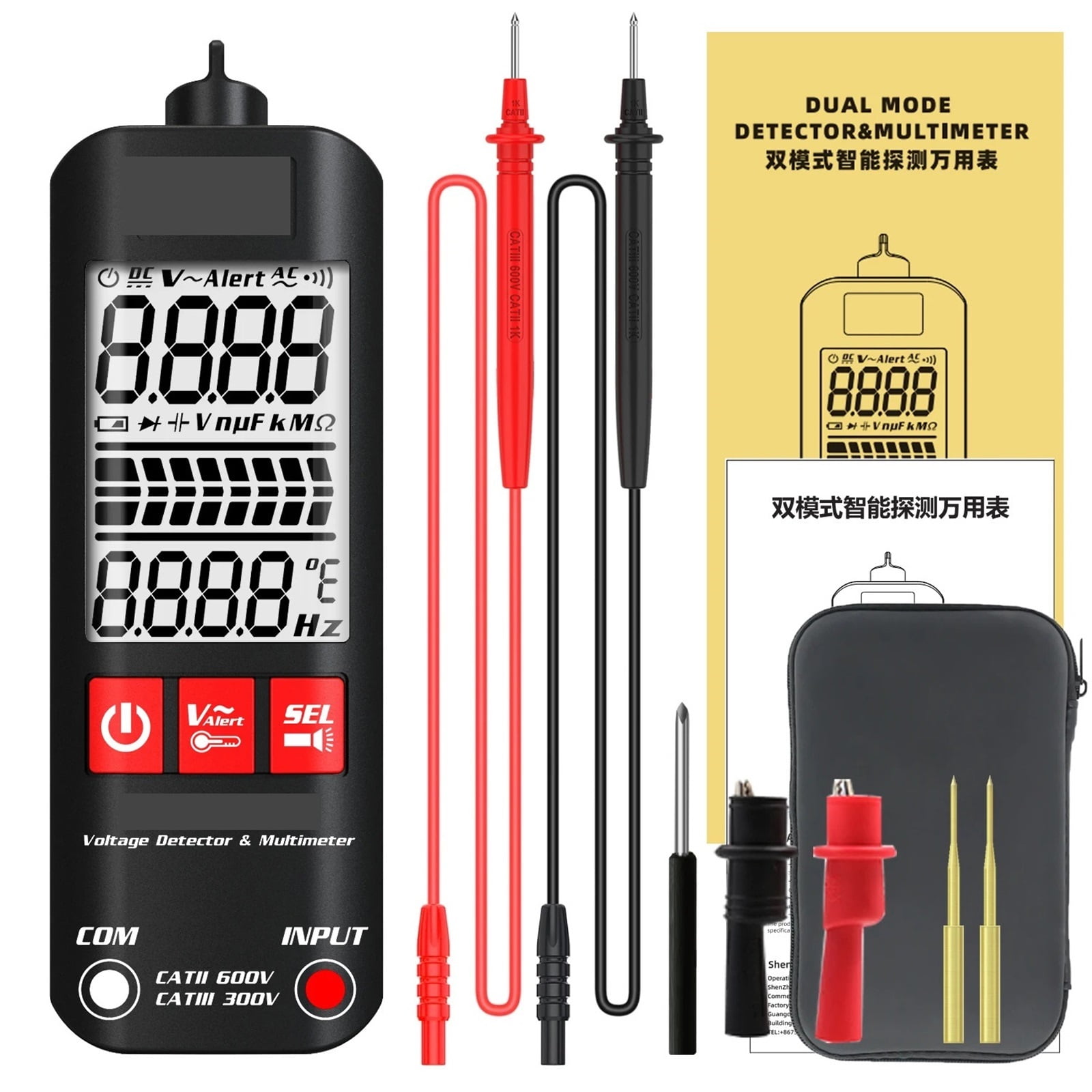 Voltage Tester Detector Multimeter Color Display Non-Contact Electric ...