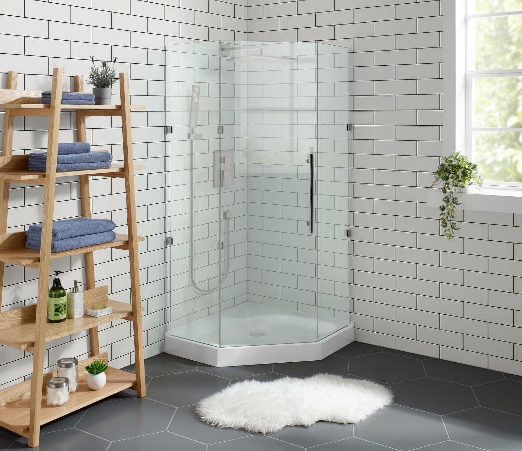 Voltaire 42 x 42 Acrylic White, Single-Threshold, Center Drain, Neo-angle Shower Base - Walmart.com