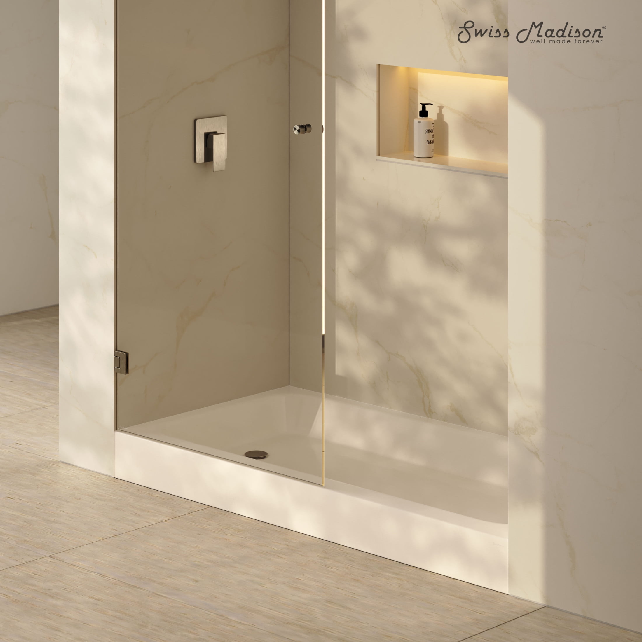 Voltaire 60 x 30 Shower Pan Base with Left Drain in Glossy Bisque ...