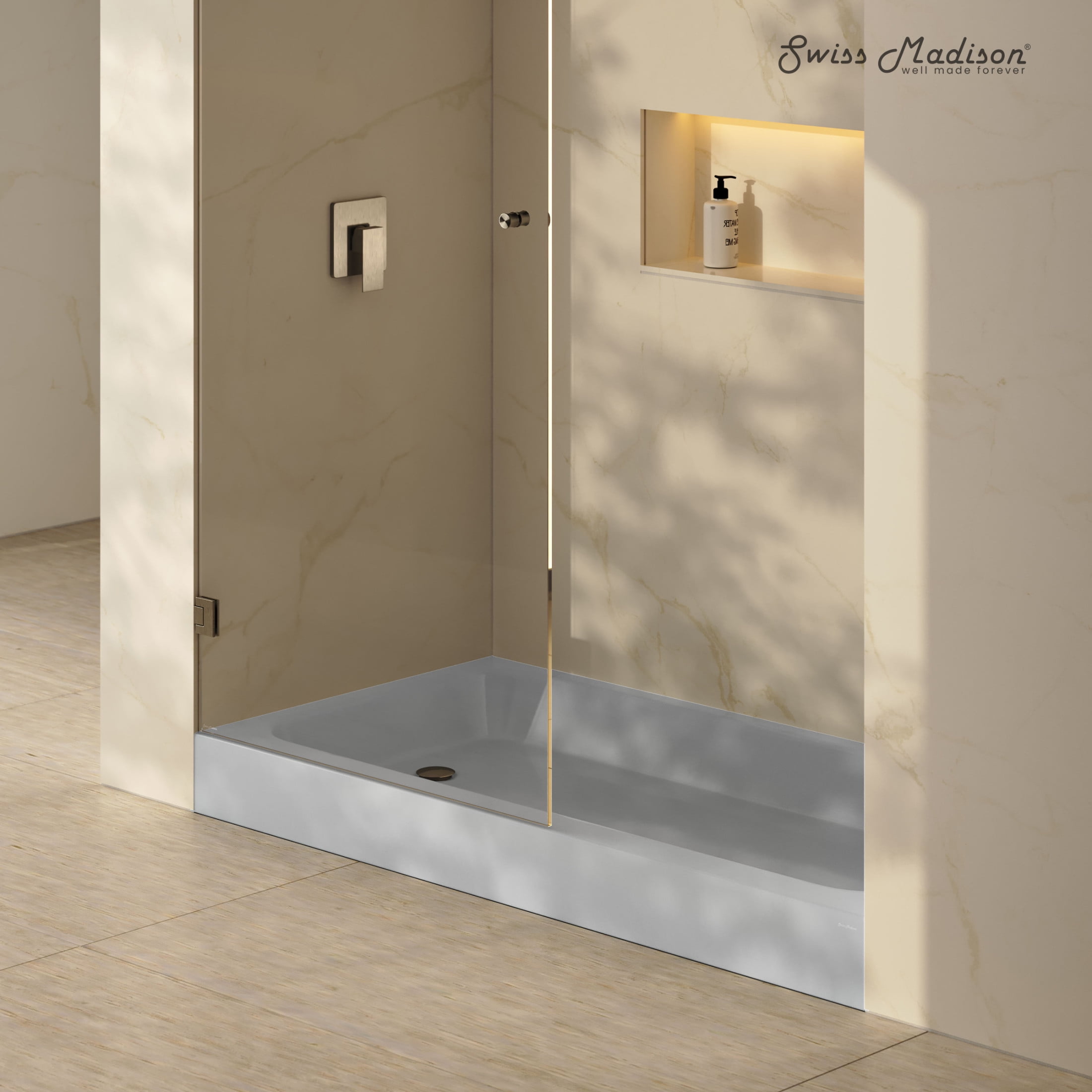 Voltaire 60 x 30 Shower Pan Base with Left Drain in Glossy Gray ...