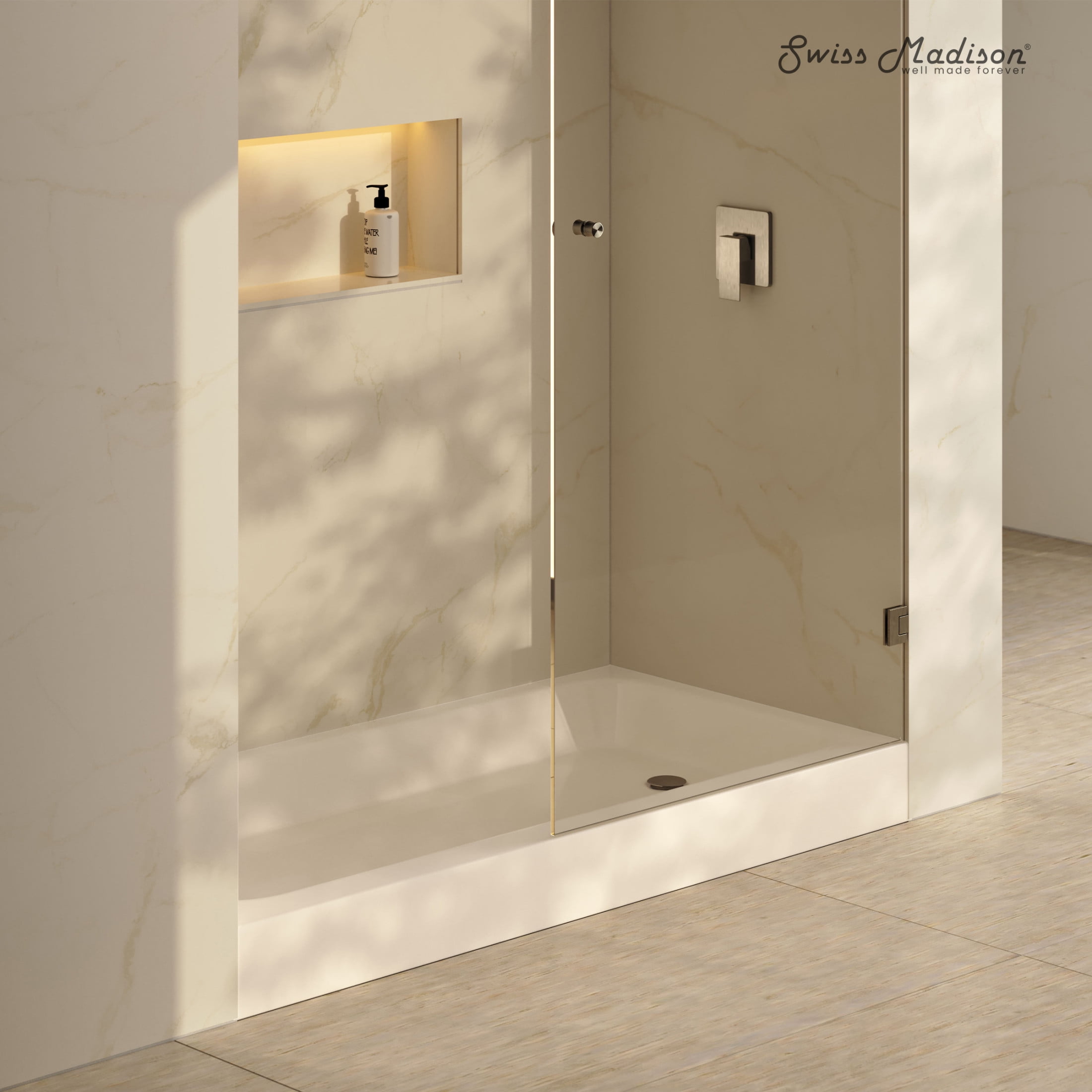 Voltaire 60 x 30 Shower Pan Base with Right Drain in Glossy Bisque ...