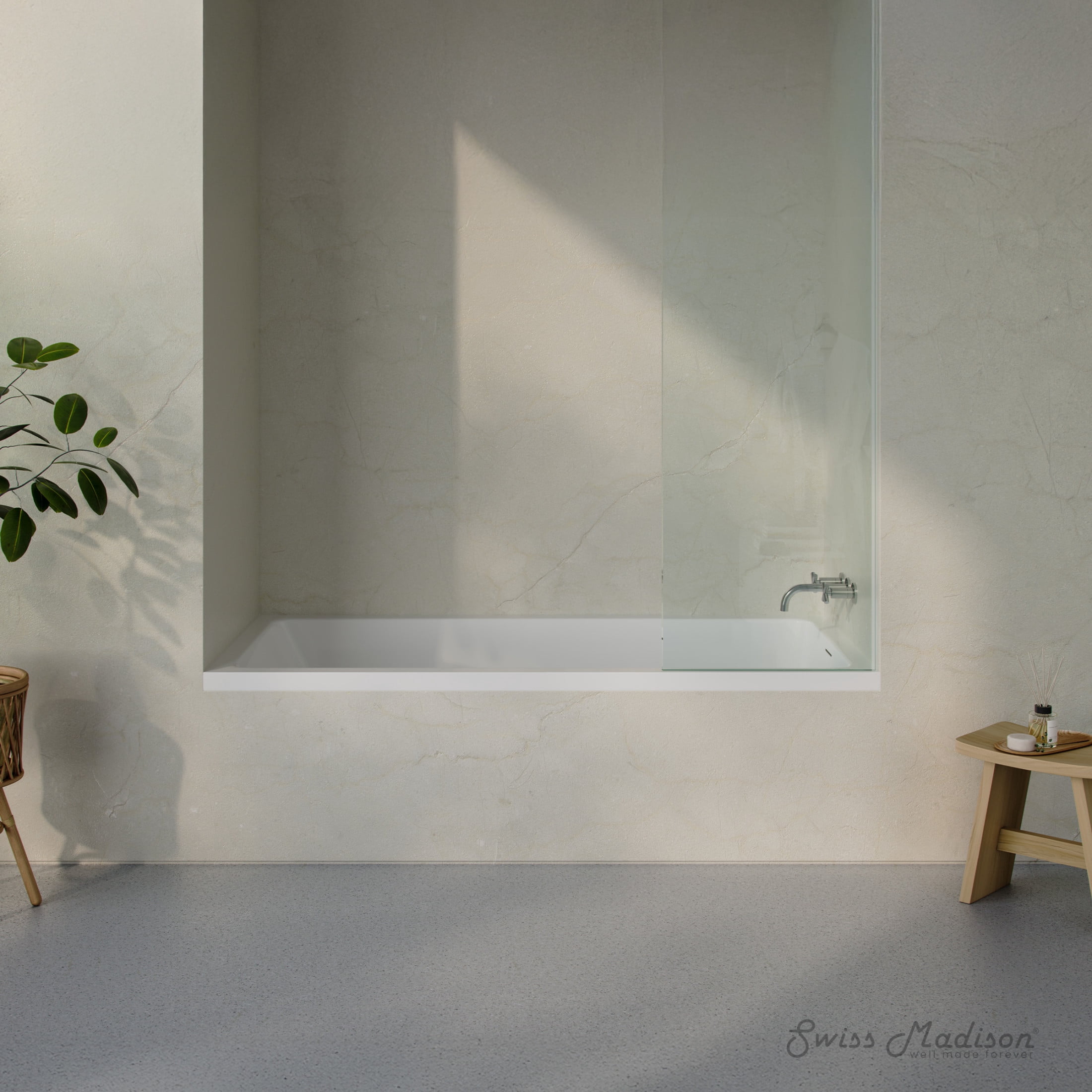 Voltaire 72 x 36 Right Drain Soaking Alcove Bathtub in Glossy White ...