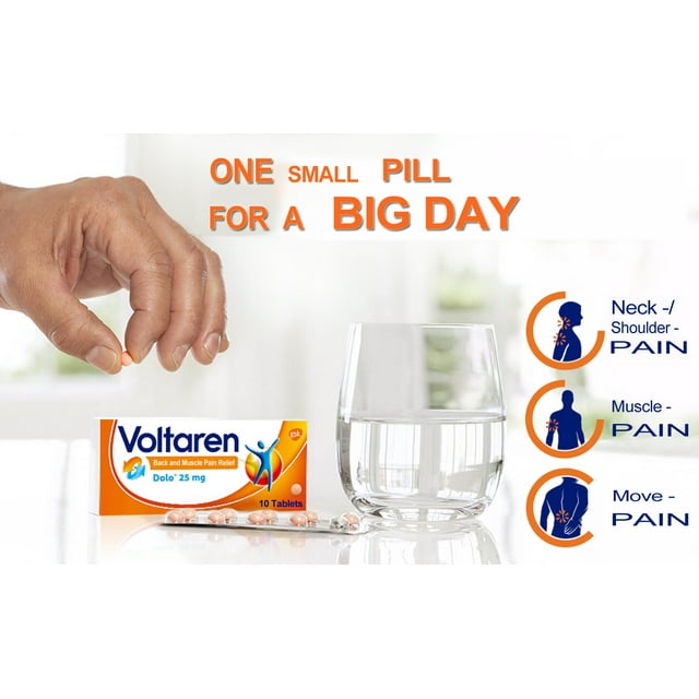 Voltaren 10 Film-Coated Tablets Dolo 25mg Relieves Neck, Joint & Back ...