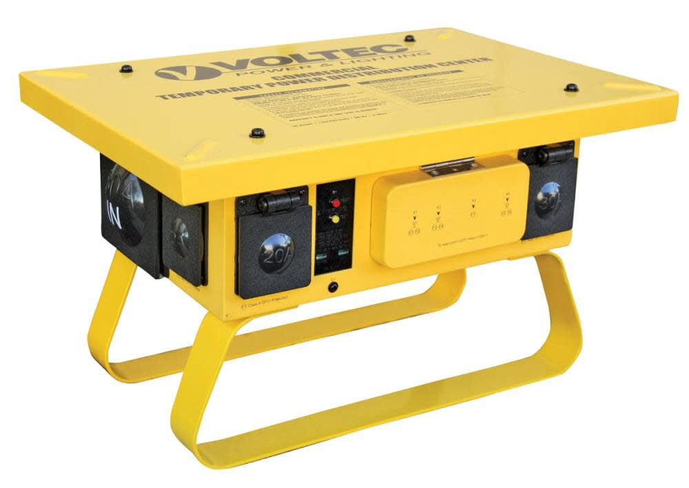 Voltec 09-00375 Locking Temporary Power Box with 3 GFCI, 50 Amp, Yellow ...