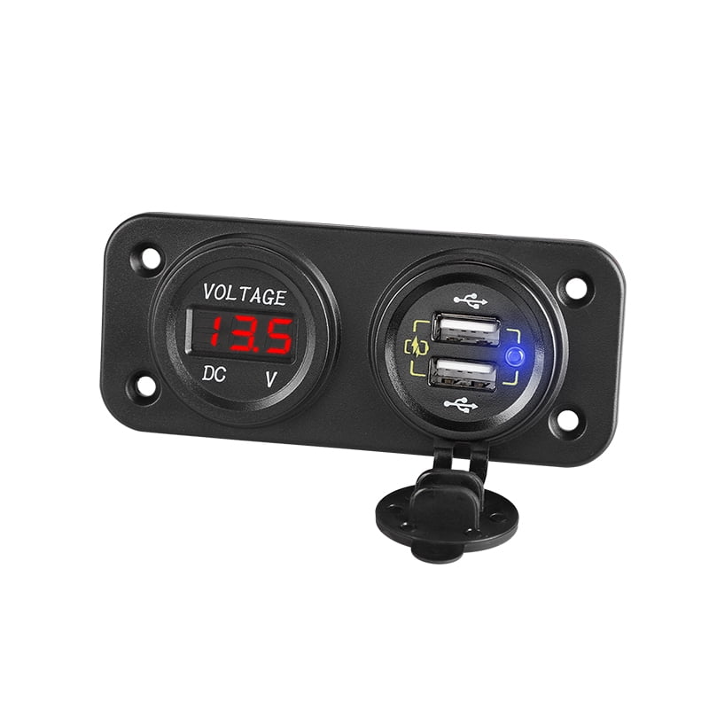Voltmeter 12V And Switch QC 3.0 Dual Port Fast Usb Car Charger 12V ...