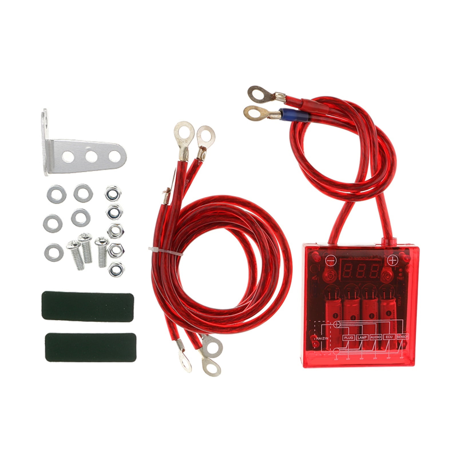 Voltoge Stabilizer Fuel Saver Regulator & Grounding Earth Cables Red ...