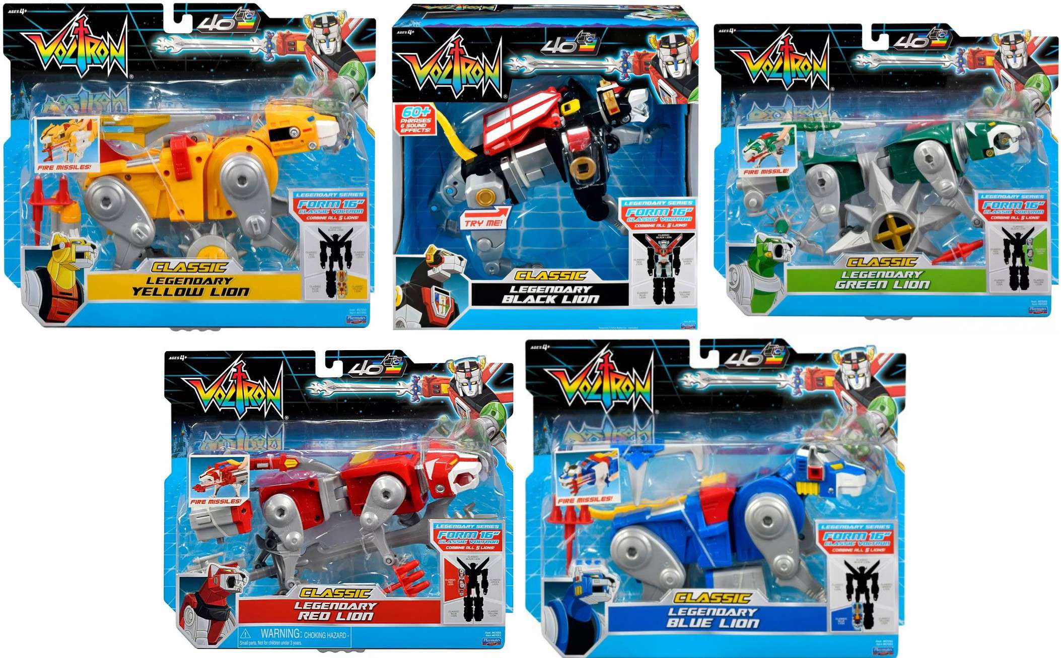 Voltron CLASSIC Legendary Black, Red, Yellow, Blue & Green Set of 5 ...