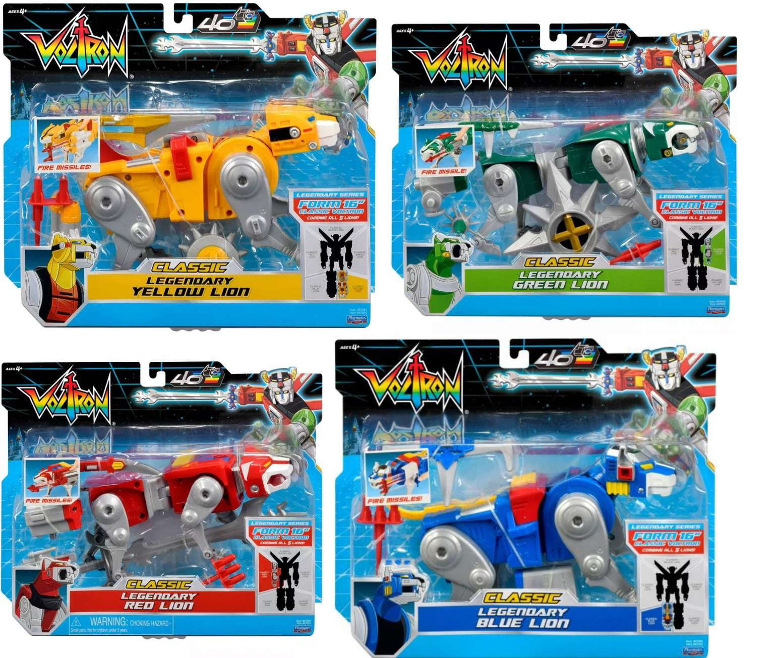Voltron CLASSIC Legendary Red, Yellow, Blue & Green Set of 4 Combinable ...
