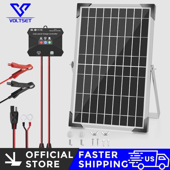 Voltset Solar Battery Trickle Charger: 10 Watt 12V Solar Panel ...