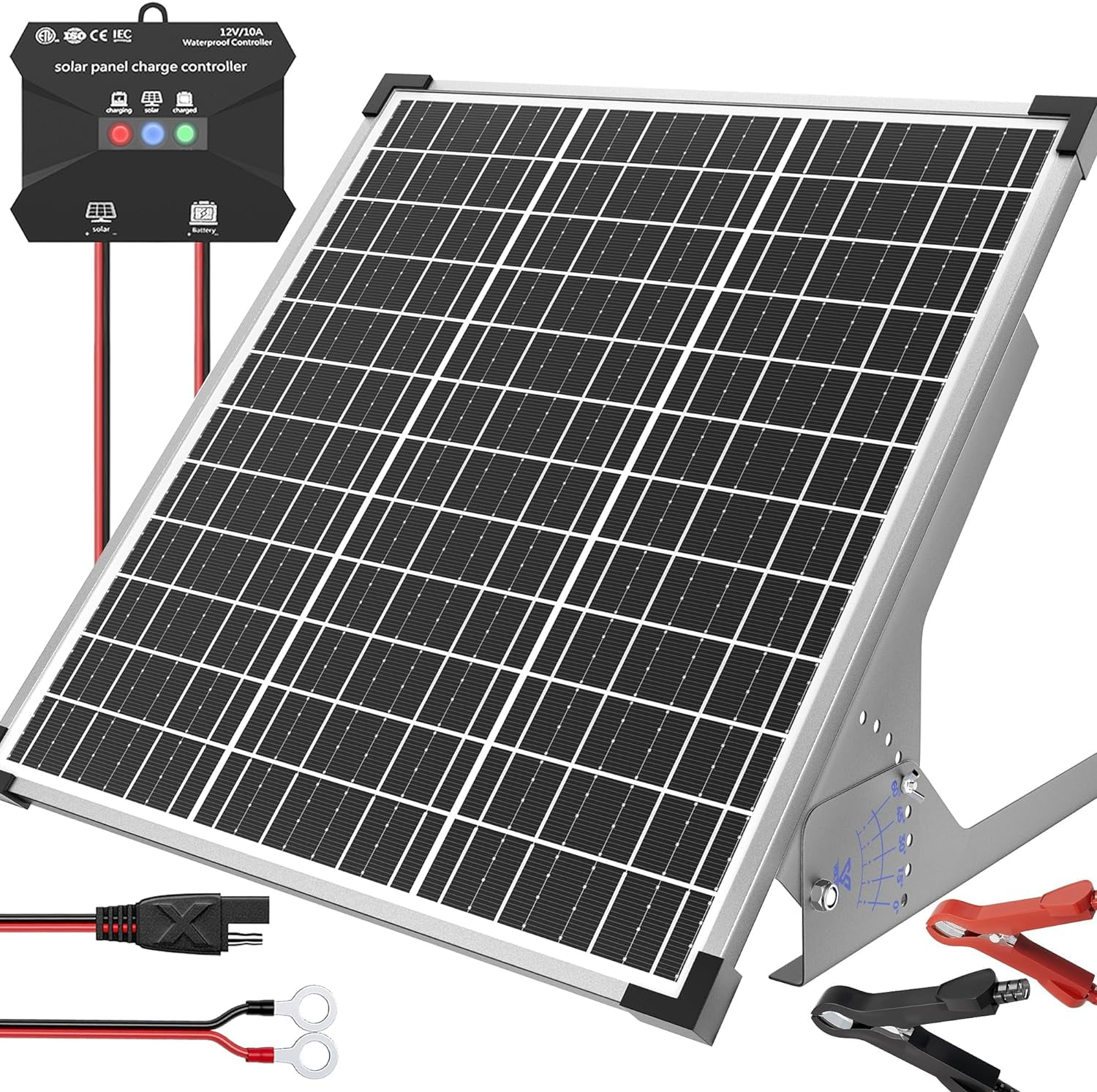 Voltset 50W Solar Panel Kit, 12V Solar Battery Trickle Charger ...