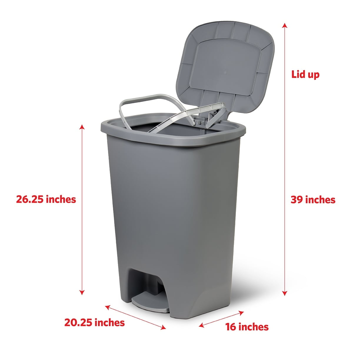 Volume Brands Glad Grey Step-on Plastic Trash Can 15-20 Gallons ...