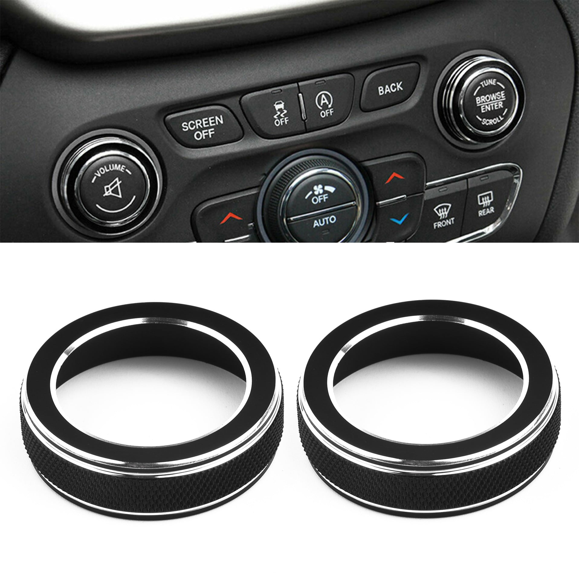 Volume Radio Switch Knob Covers For Jeep Grand Cherokee 2 Pcs Black ...
